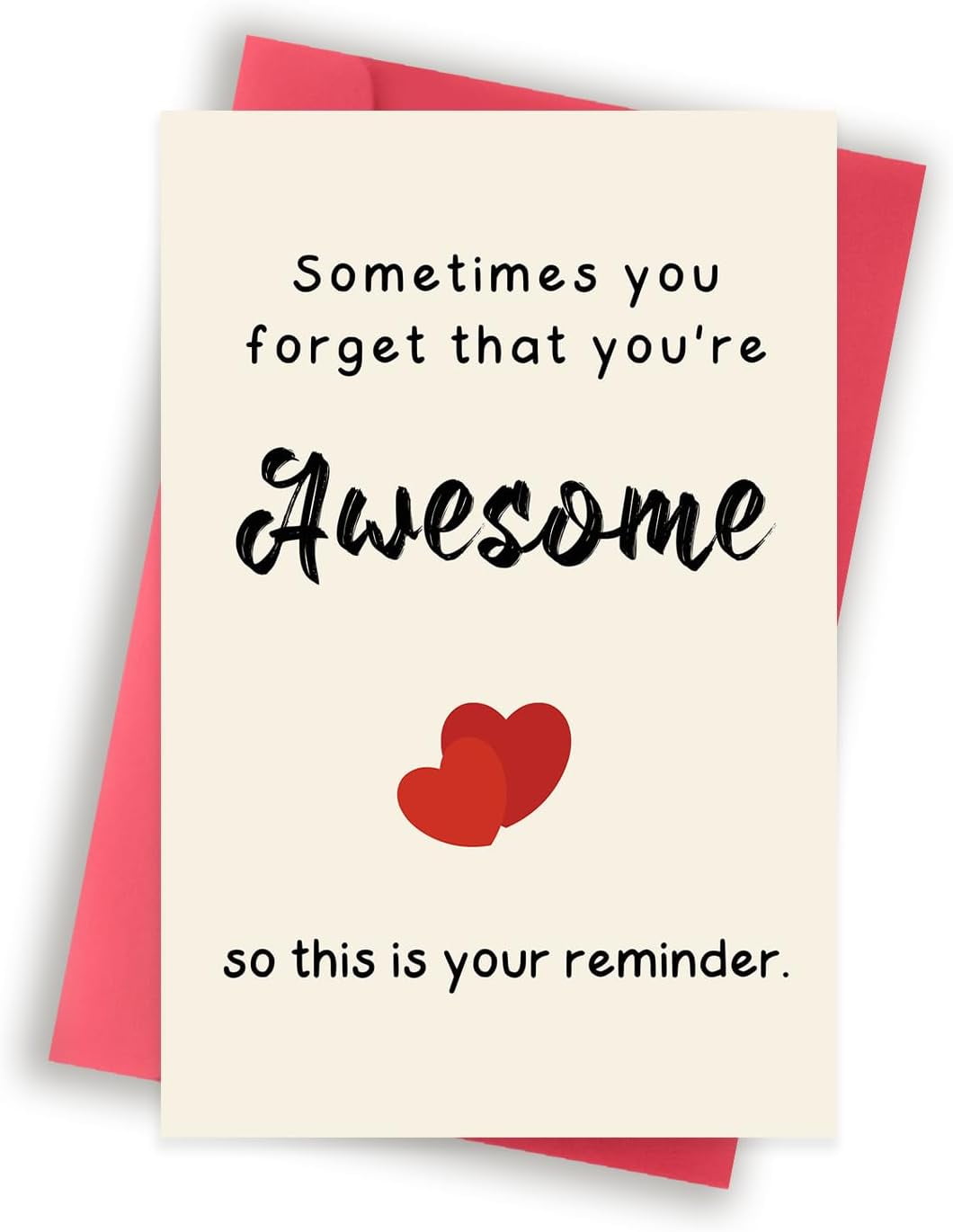 Awesome Reminder Card – Encouragement Note with Red Hearts – Perfect ...