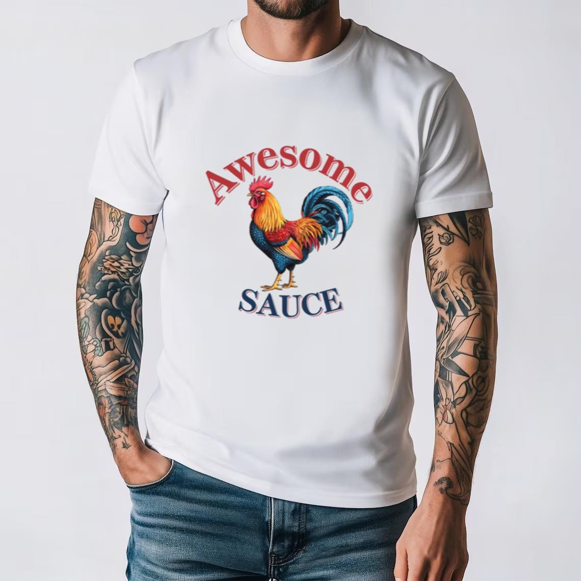 Awesome Sauce Unisex T-shirt Red Head Chicken Graphic Funny Farm, for ...