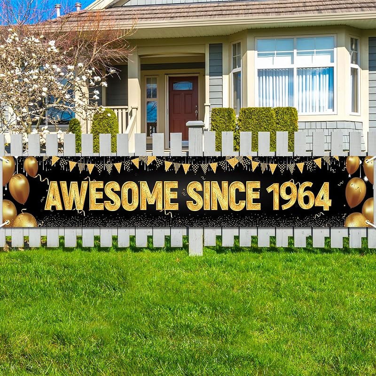 Awesome Since 1964 Banner, Black Gold Happy 60th Birthday Party ...