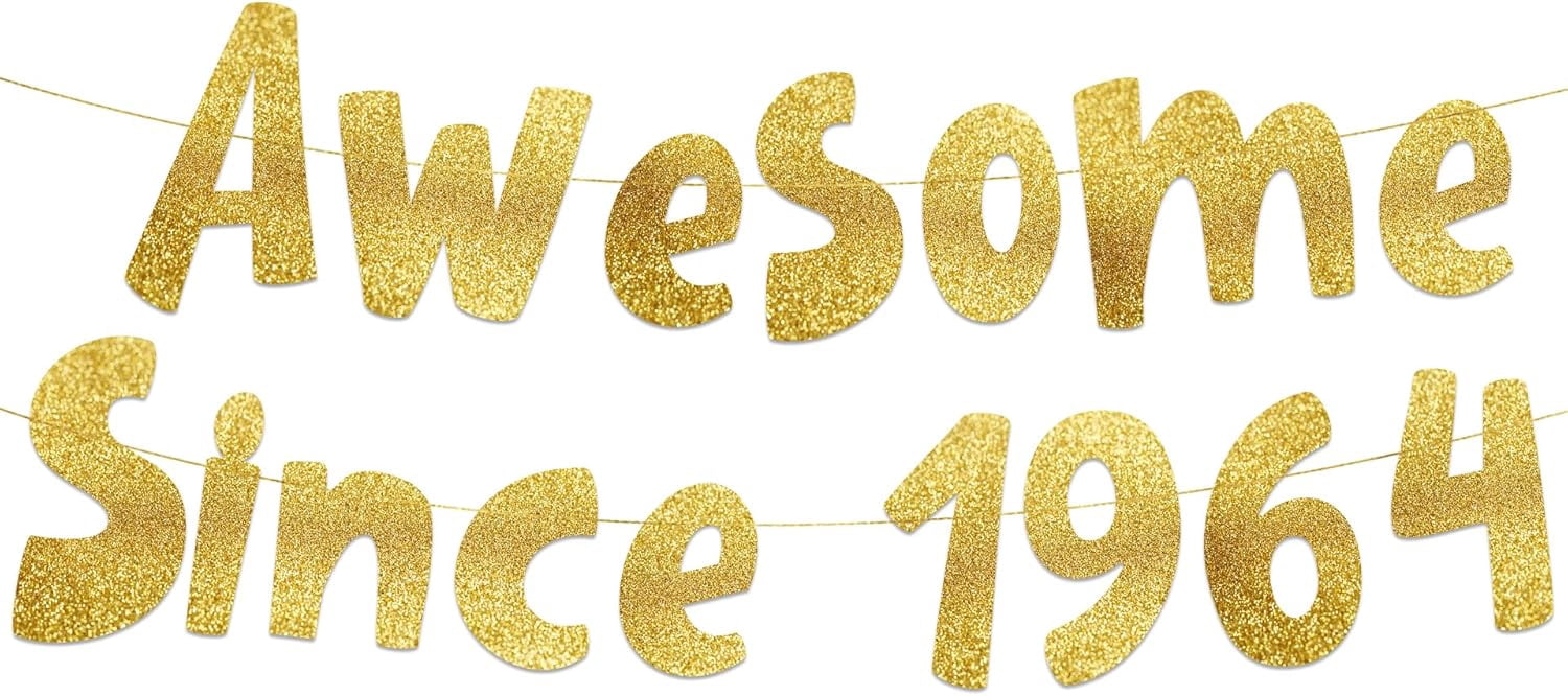 Awesome Since 1964 Gold Glitter Banner - 61st Birthday and Anniversary ...