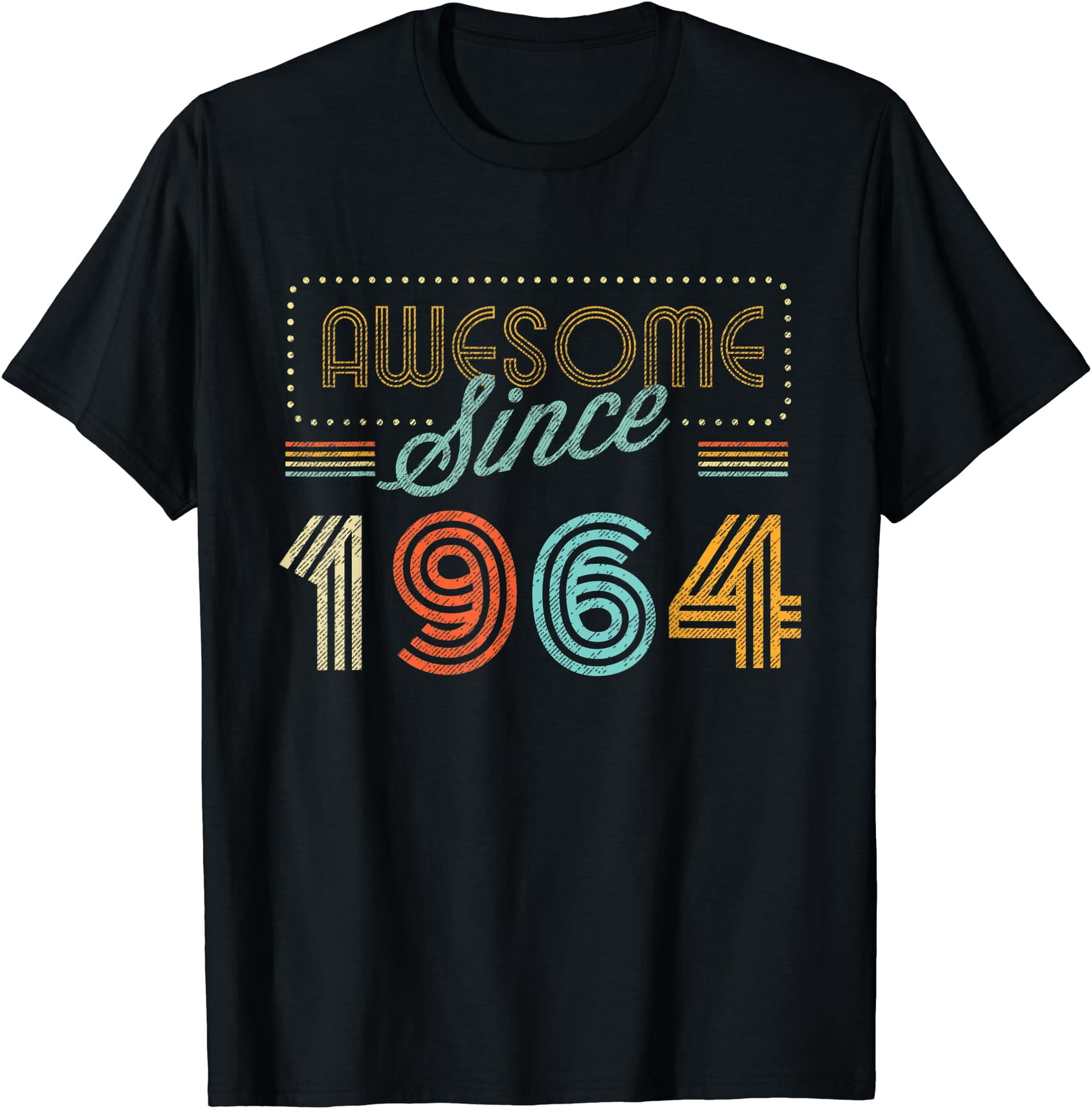 Awesome Since 1964 Retro Text T-Shirt for Birthday Celebrations ...