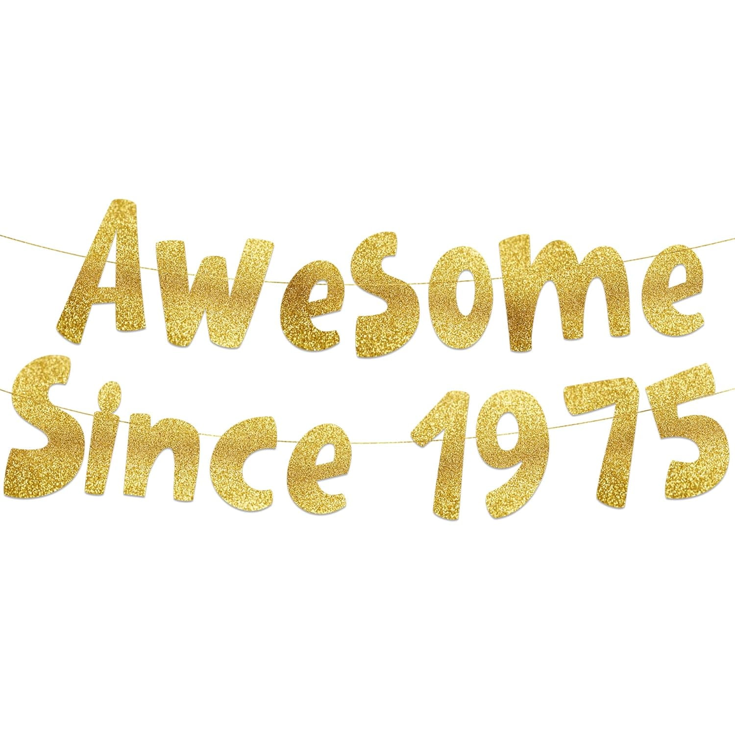 Awesome Since 1975 Gold Glitter Banner - 50th Birthday and Anniversary ...
