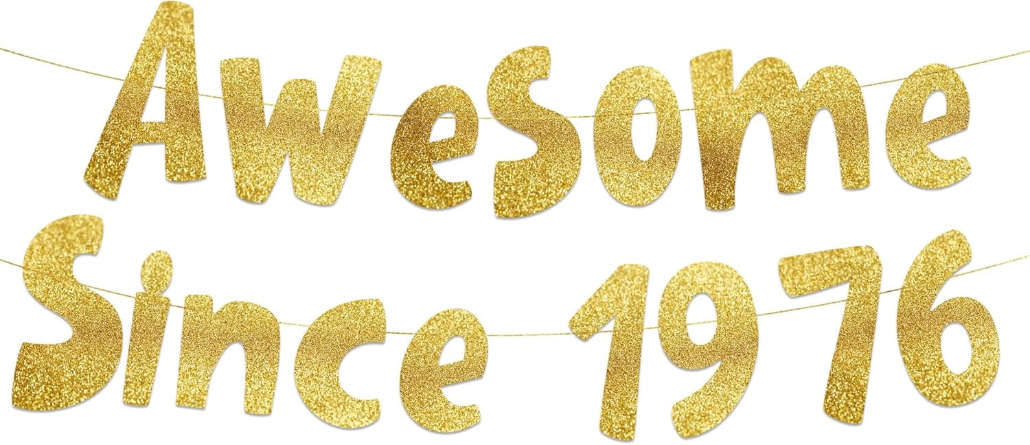 Awesome Since 1976 Gold Glitter Banner - 49th Birthday and Anniversary ...