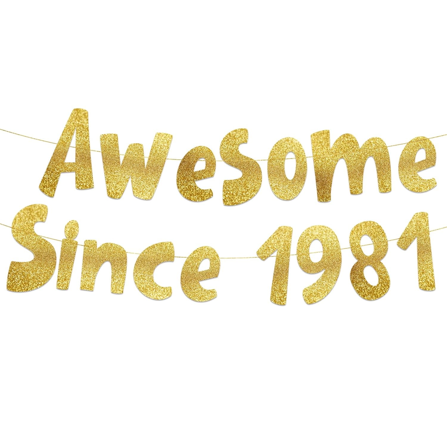 Awesome Since 1981 Gold Glitter Banner - 45th Birthday Party and ...