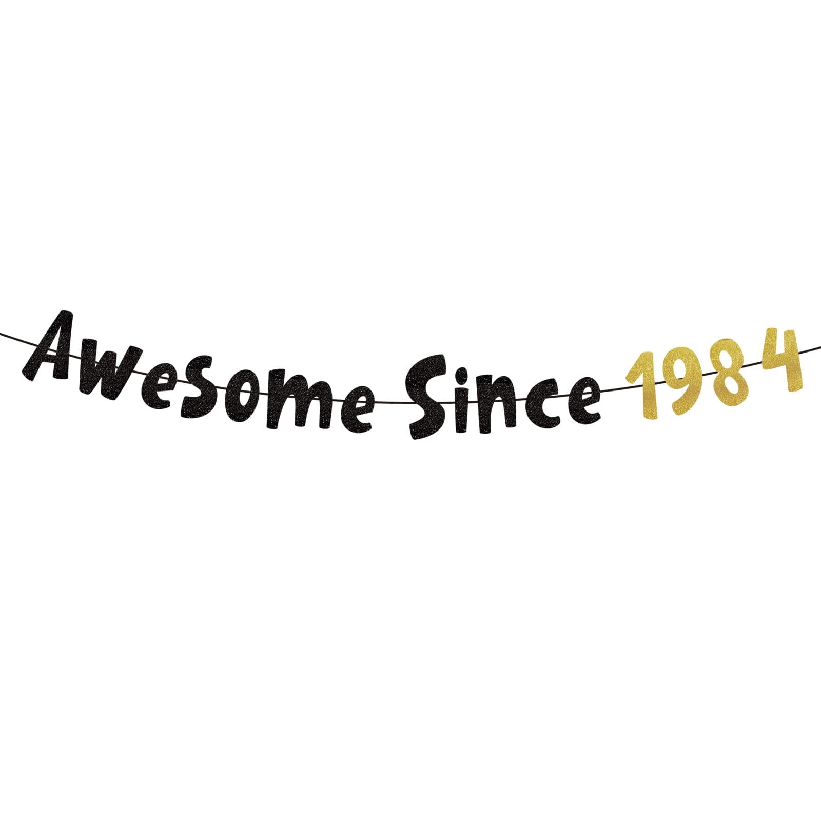 Awesome Since 1984 Banner,Pre-Strung Glitter Black Gold 40th Banner ...