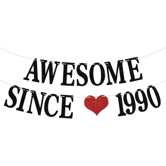 Awesome Since 1990 Banner, Cheers to 35 Years/Hello 35/35 & Fabulous ...