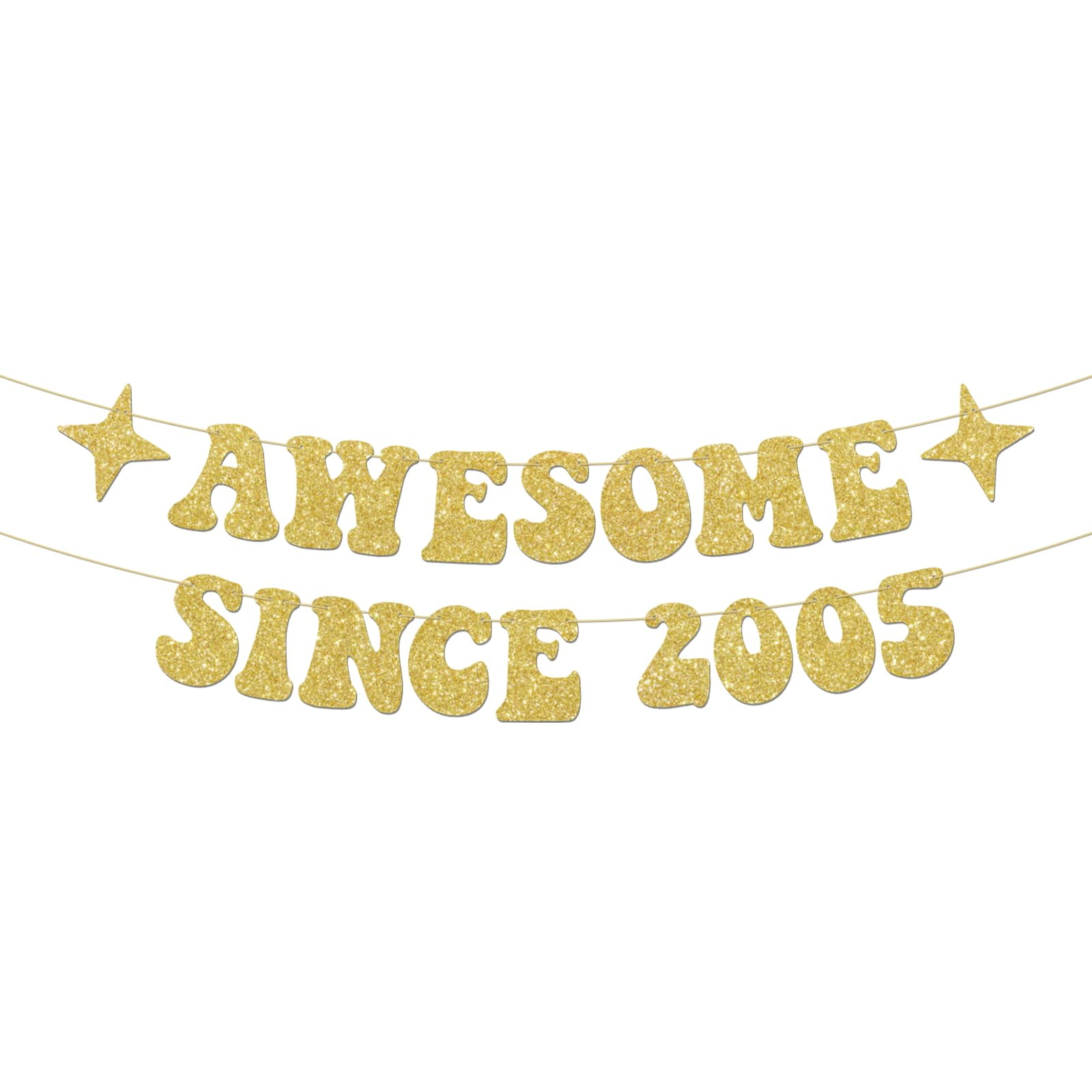 Awesome Since 2005 Banner, SSF20 Gold Glitter, 20th Birthday Party ...