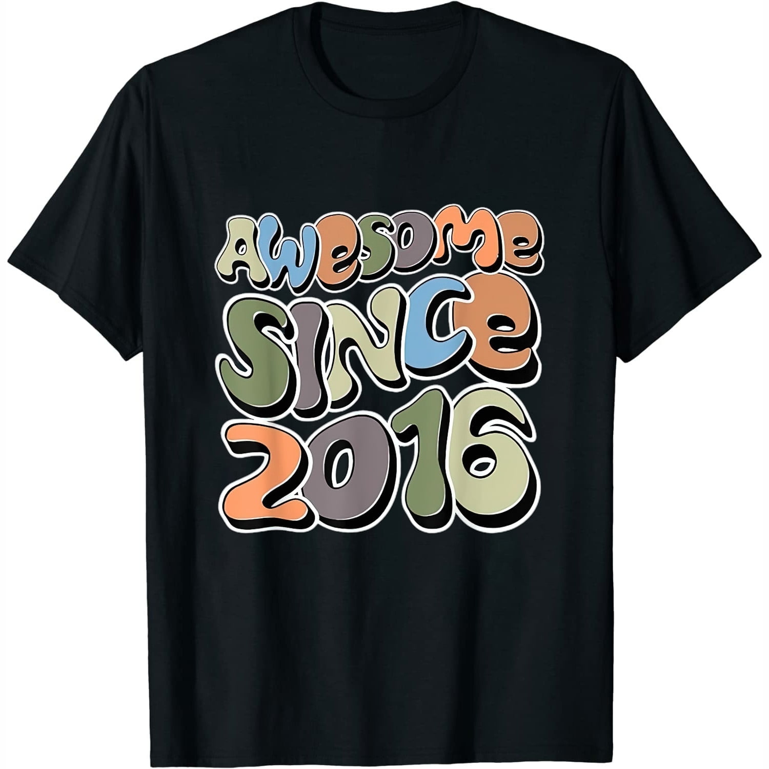 Awesome Since 2016 Groovy Text 8 Year Old 8th Birthday Gift Womens T ...