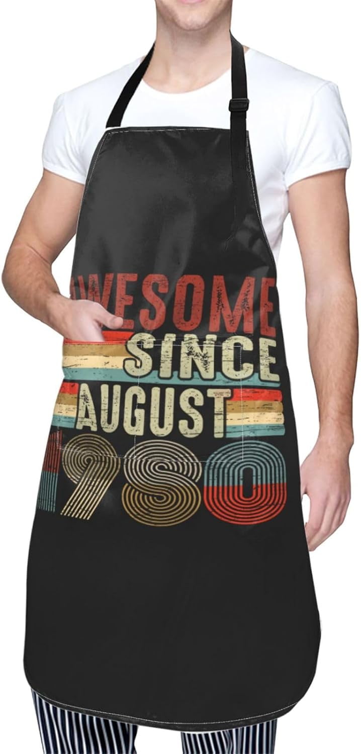 Awesome Since August 1980 Apron Adjustable Neck Aprons For Men Women ...