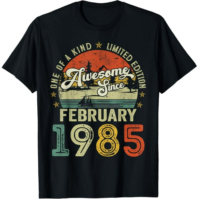 Awesome Since February 1985 Vintage Retro 40th Birthday Men T-Shirt ...