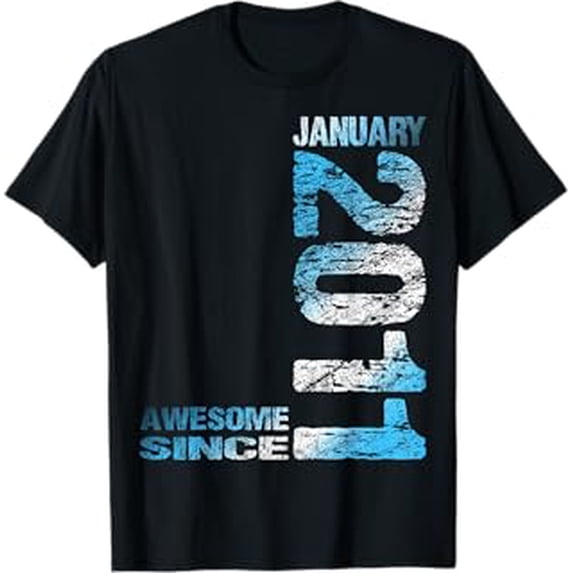 Awesome Since January 2011 Distressed Text T-Shirt for 15th Birthday ...