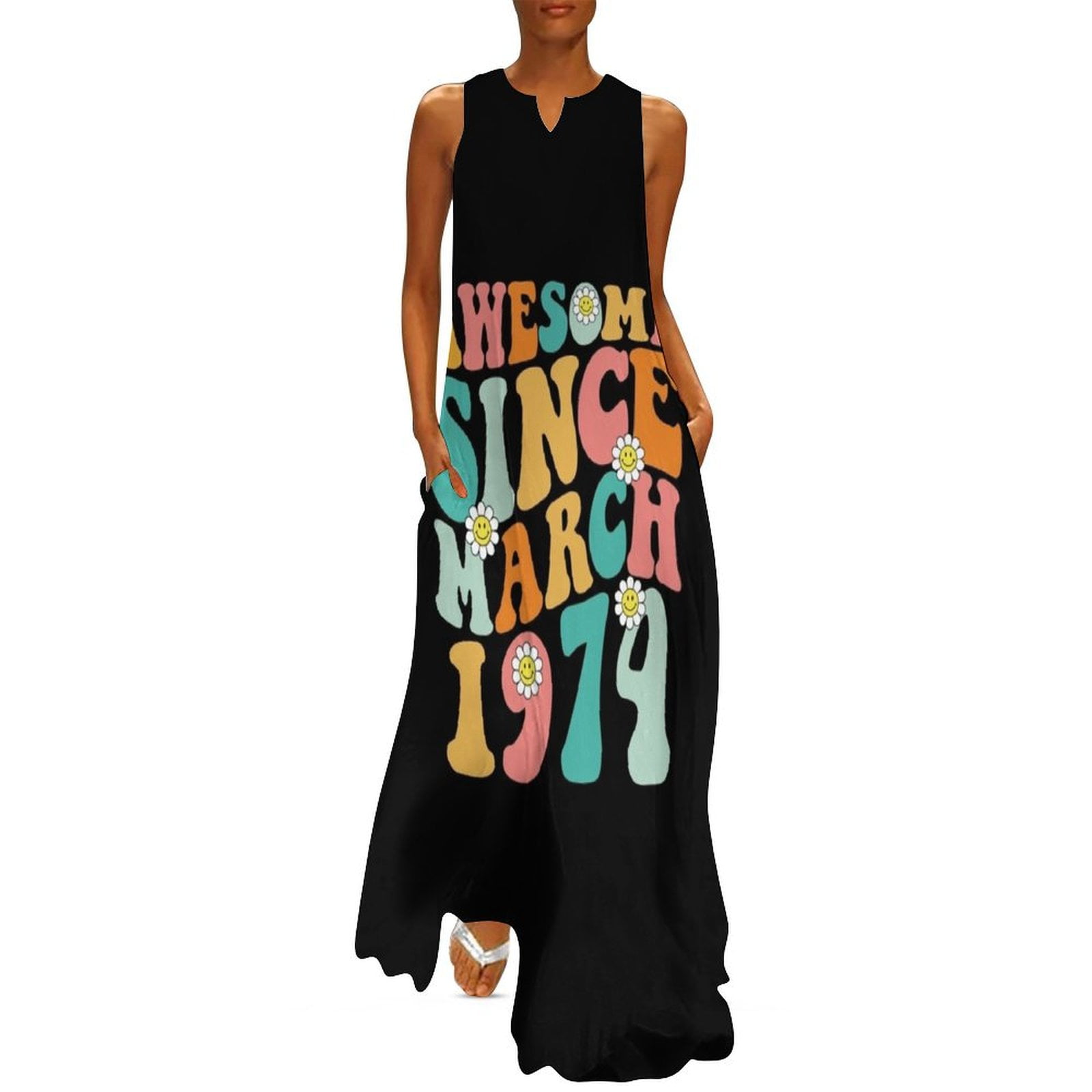 Awesome Since Mh 1974 1974 Retro Groovy Birthday Long Dress wom clothes ...