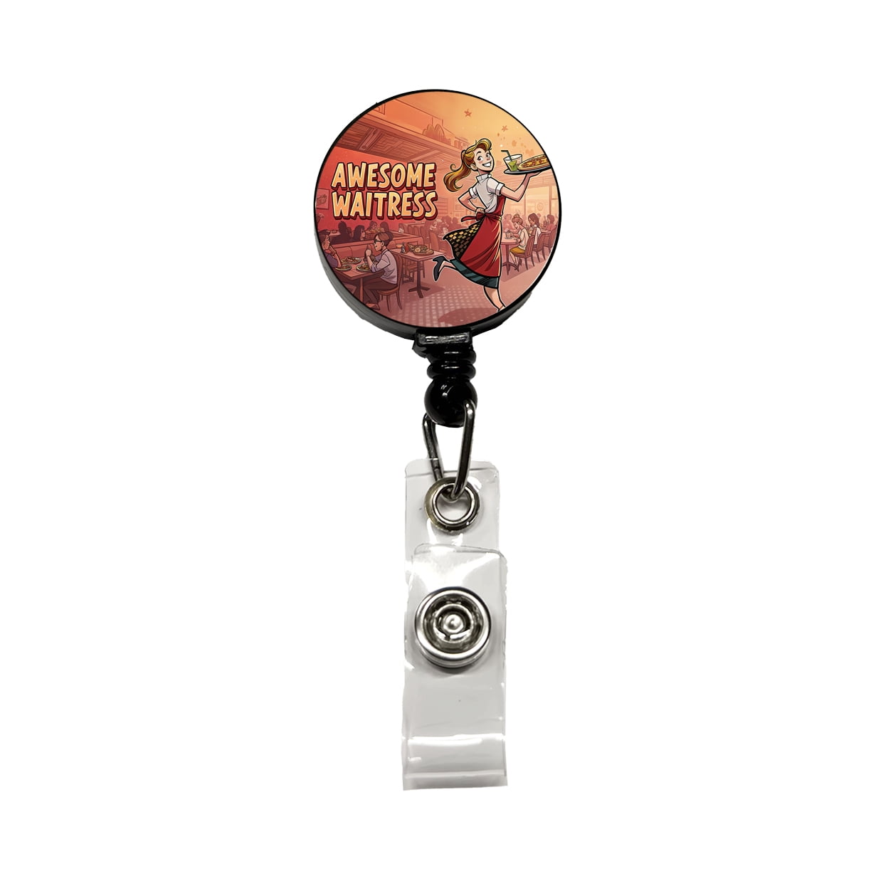 Awesome Waitress Inspirational Food Server Retractable Reel ID Badge ...