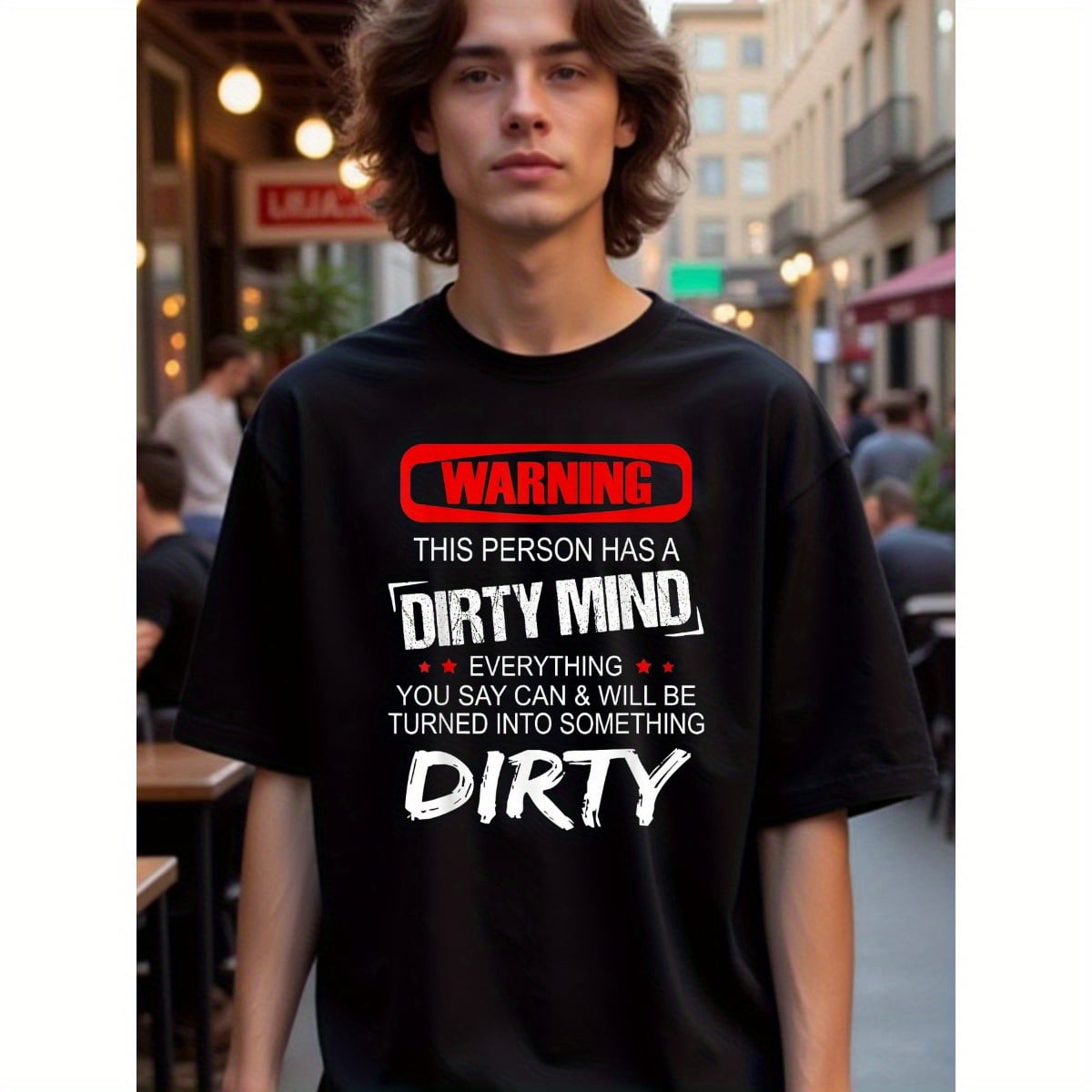 Awesome Warning Graphic T-Shirt, 100% Cotton, Crew Neck, Short Sleeve ...