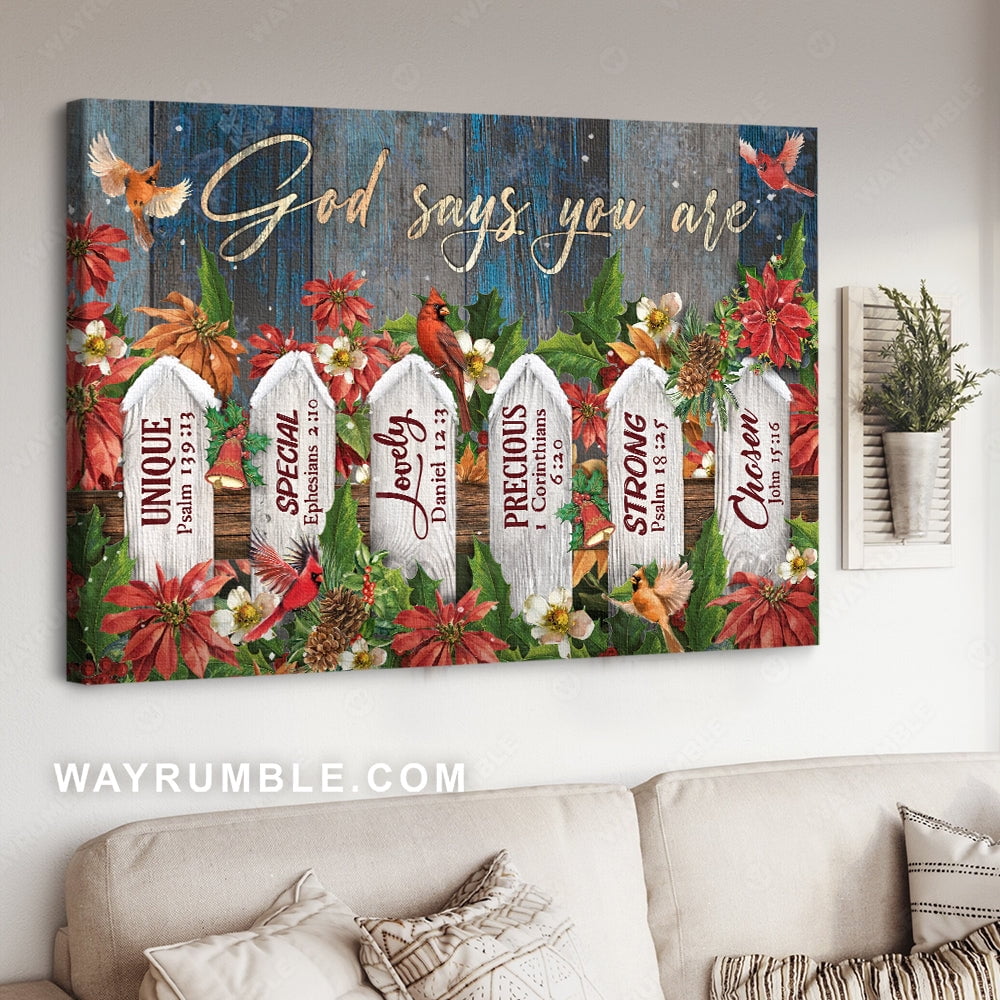Awesome garden fence, Red cardinal, Winter season, God says you are ...