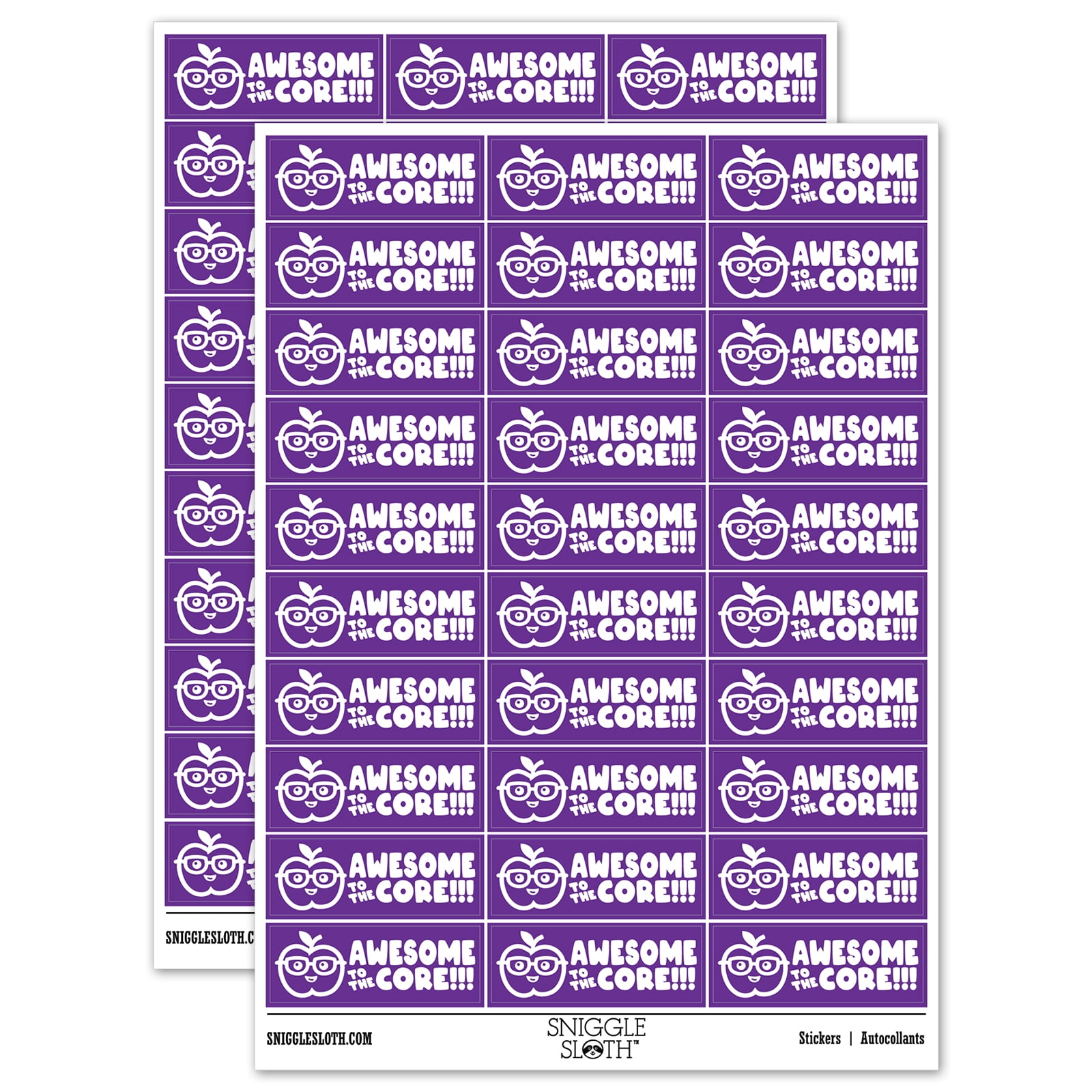 Awesome to the Core Apple Teacher Student School Sticker Set - Purple ...