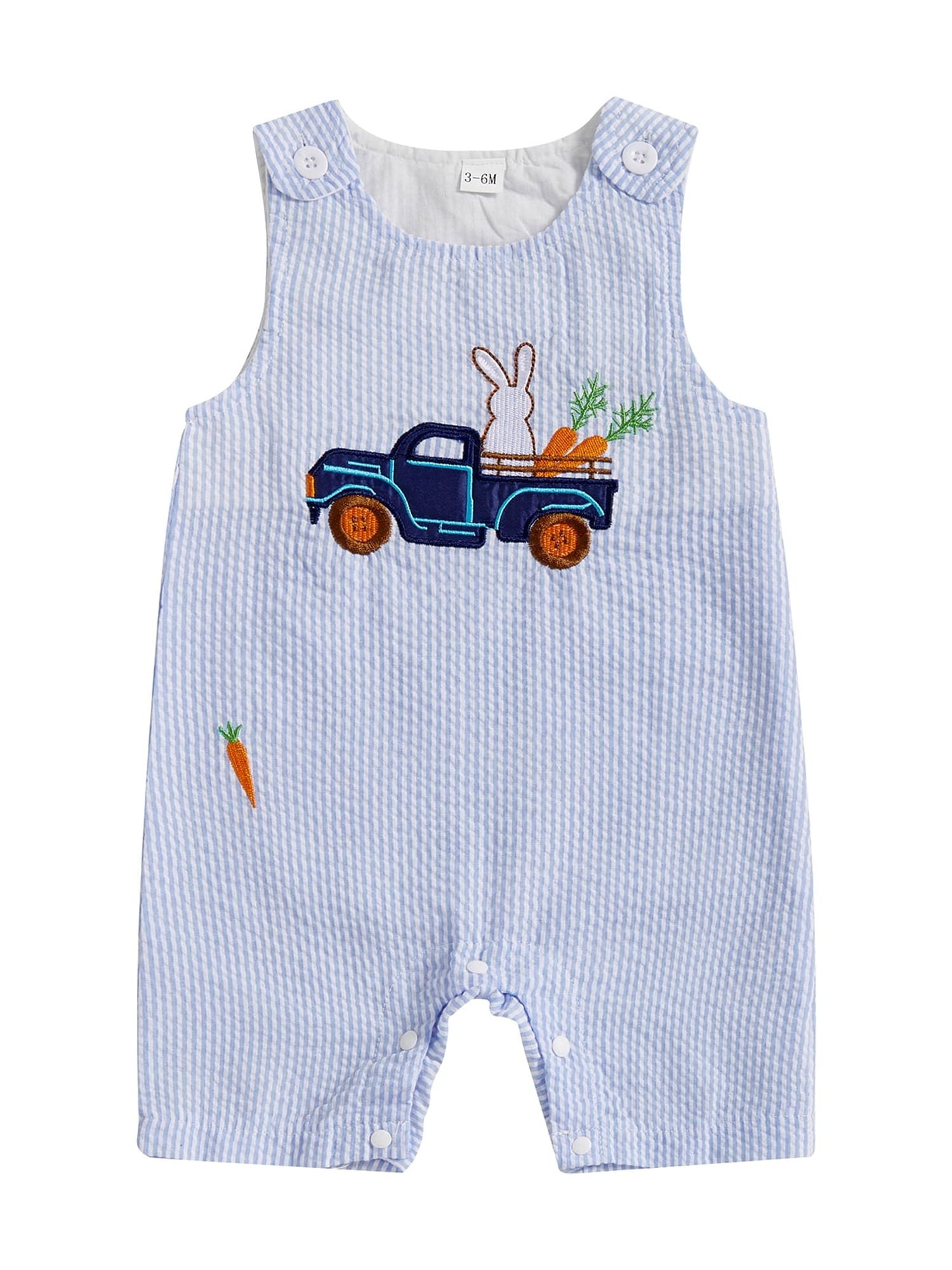 Awevudst Boys Easter Overalls Striped Print Carrot Truck Embroidery ...