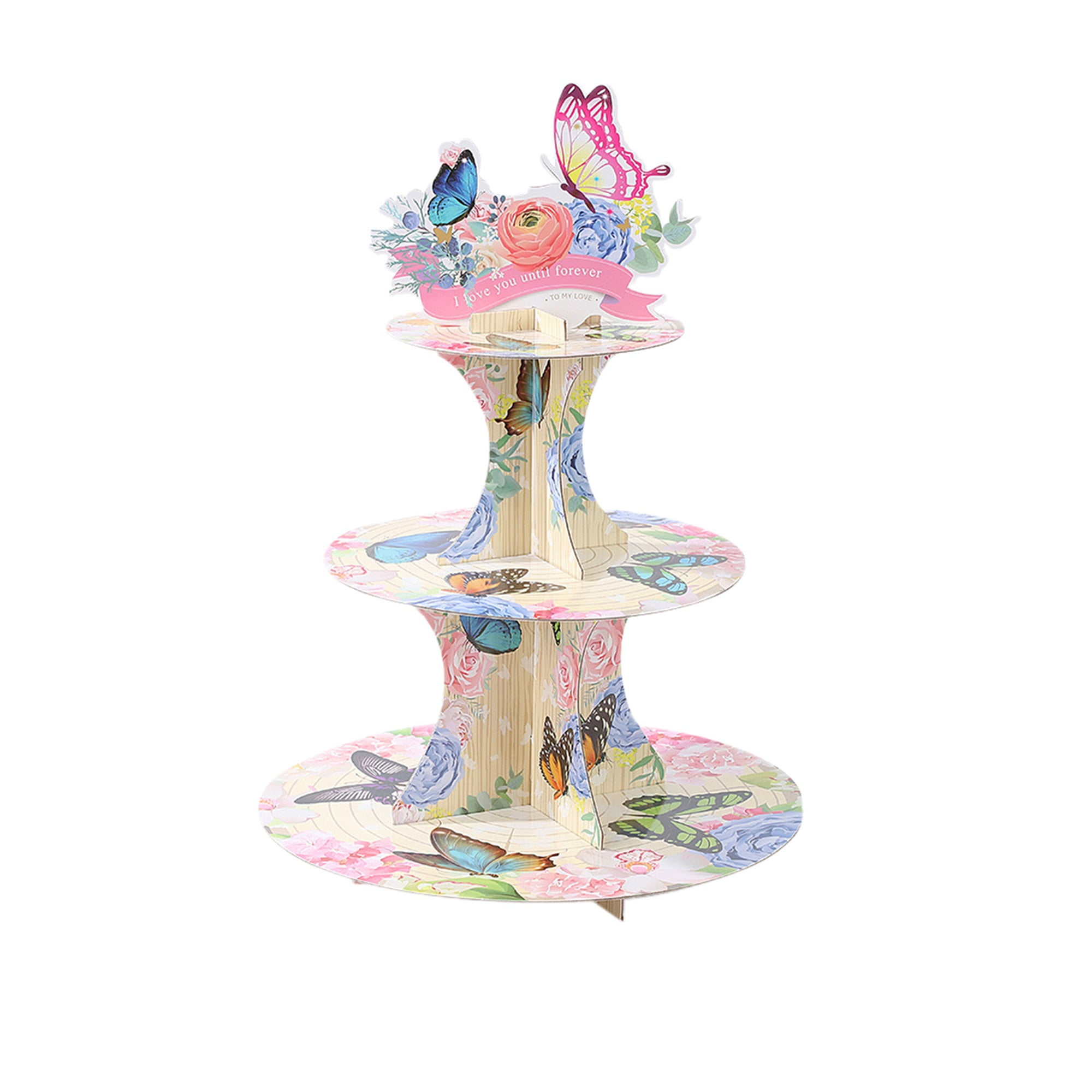 Awevudst Butterfly Cake Stand 3-Tier Flower Cupcake Plate Dessert ...