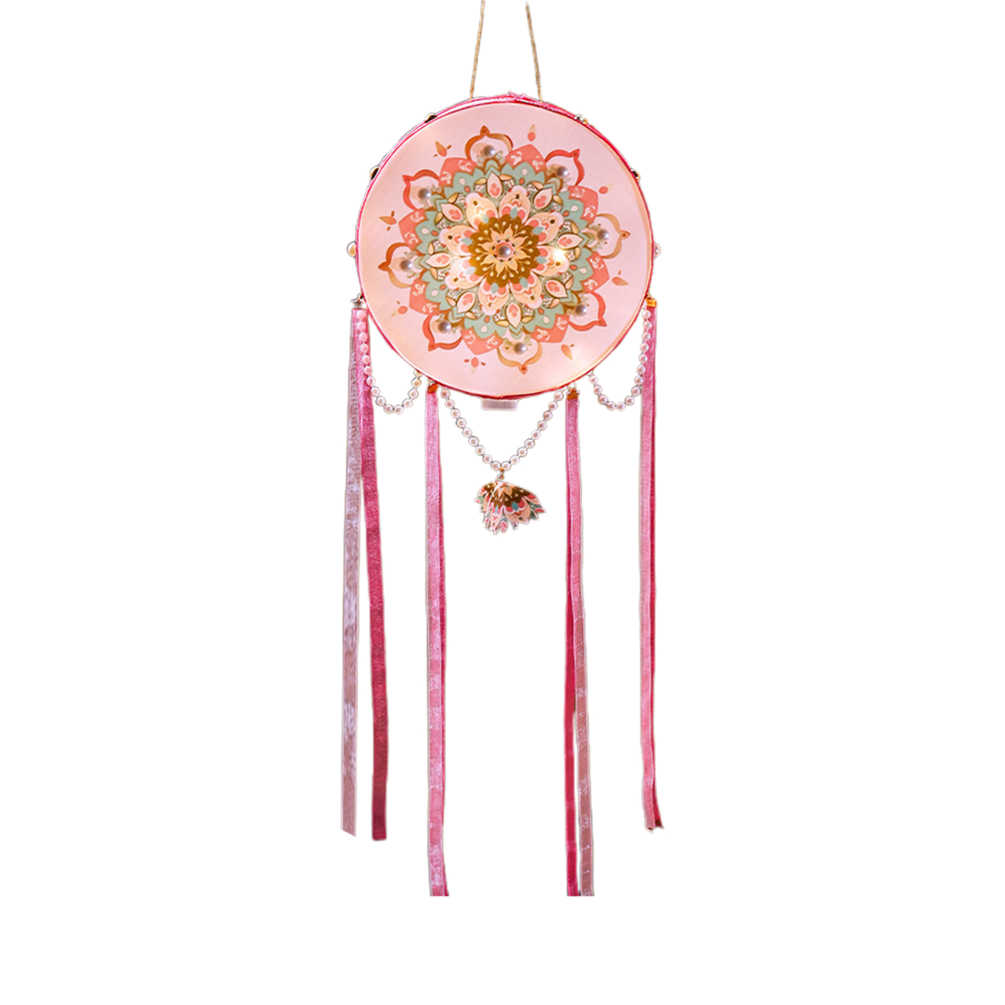 Awevudst Chinese Lantern Cloth Material Hand-Held Light-Up Drum Lantern ...