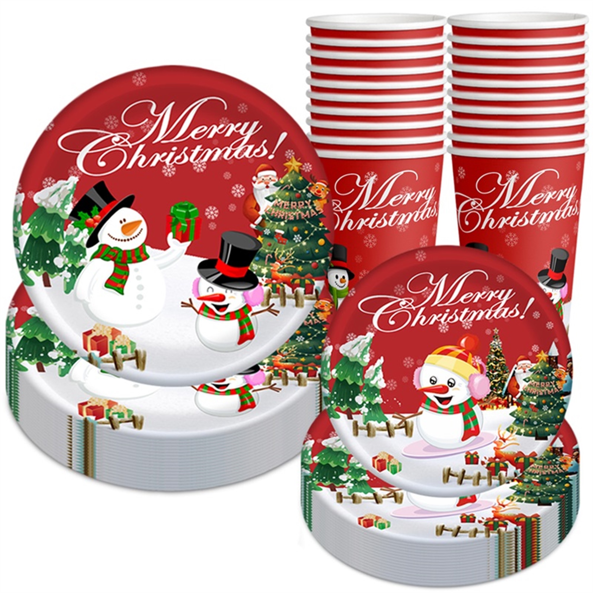 Awevudst Christmas Dinnerware Set, Snowman Party Supplies for Kids ...