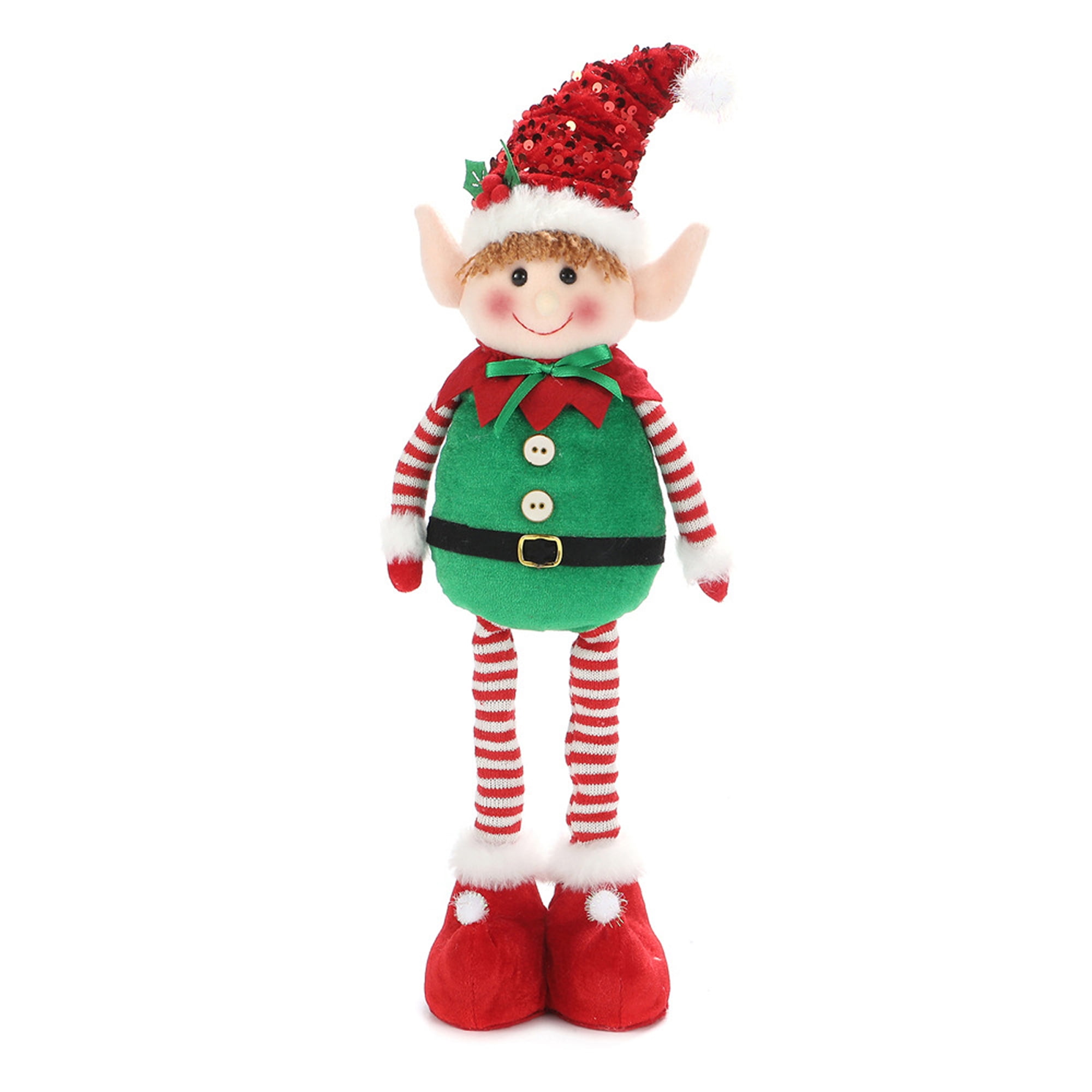 Awevudst Christmas Plush Decor Elf Doll with Stretchable Leg Stuffed ...