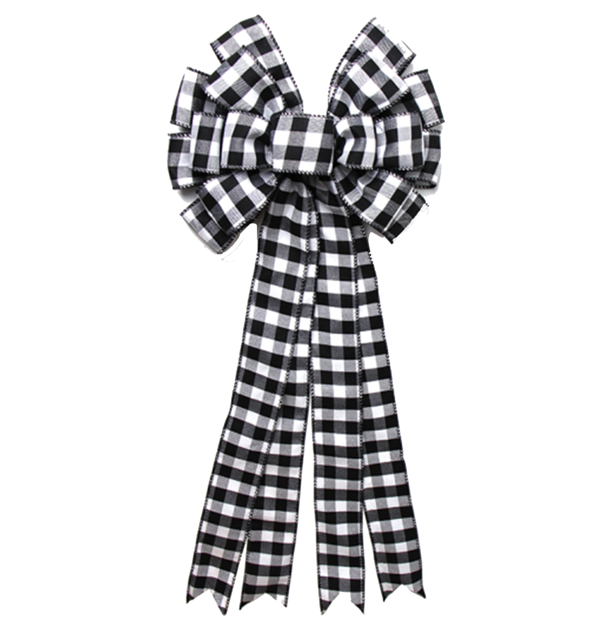 Awevudst Christmas Tree Topper, Rustic Buffalo Plaid Decorative Bow for ...