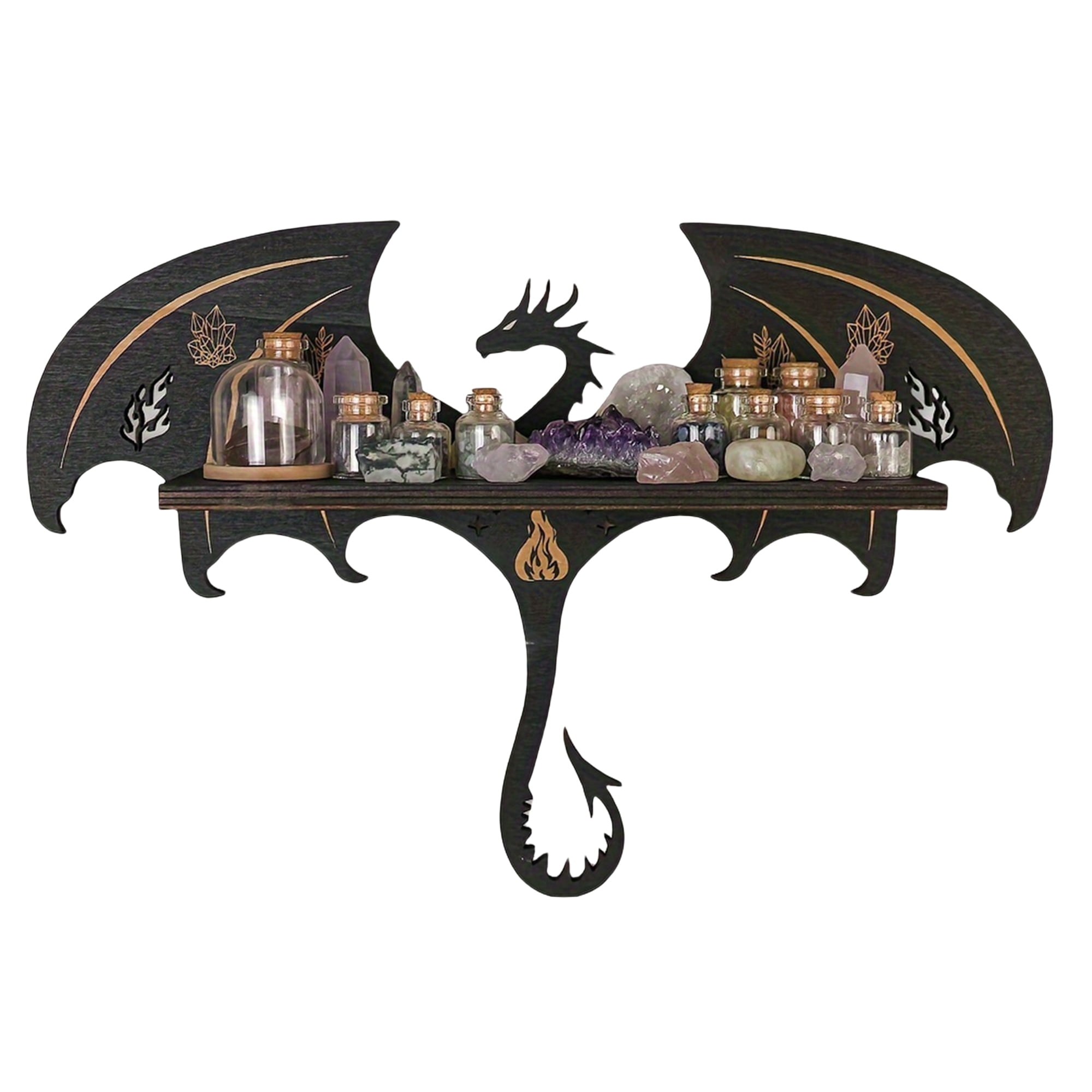 Awevudst Dragon Shaped Floating Wall Shelves Gothic Wooden Display Rack ...