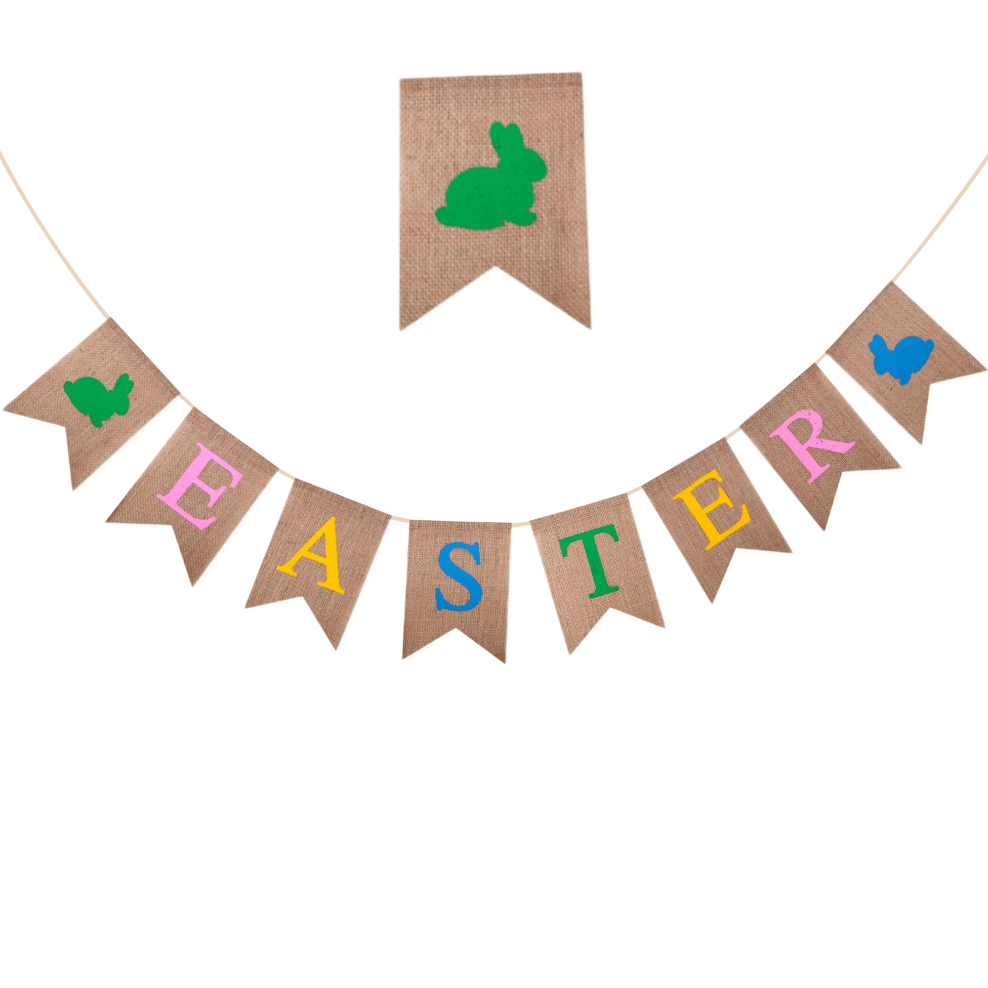 Awevudst Easter Bunny Burlap Banner Rabbit Swallowtail Flags Hanging ...