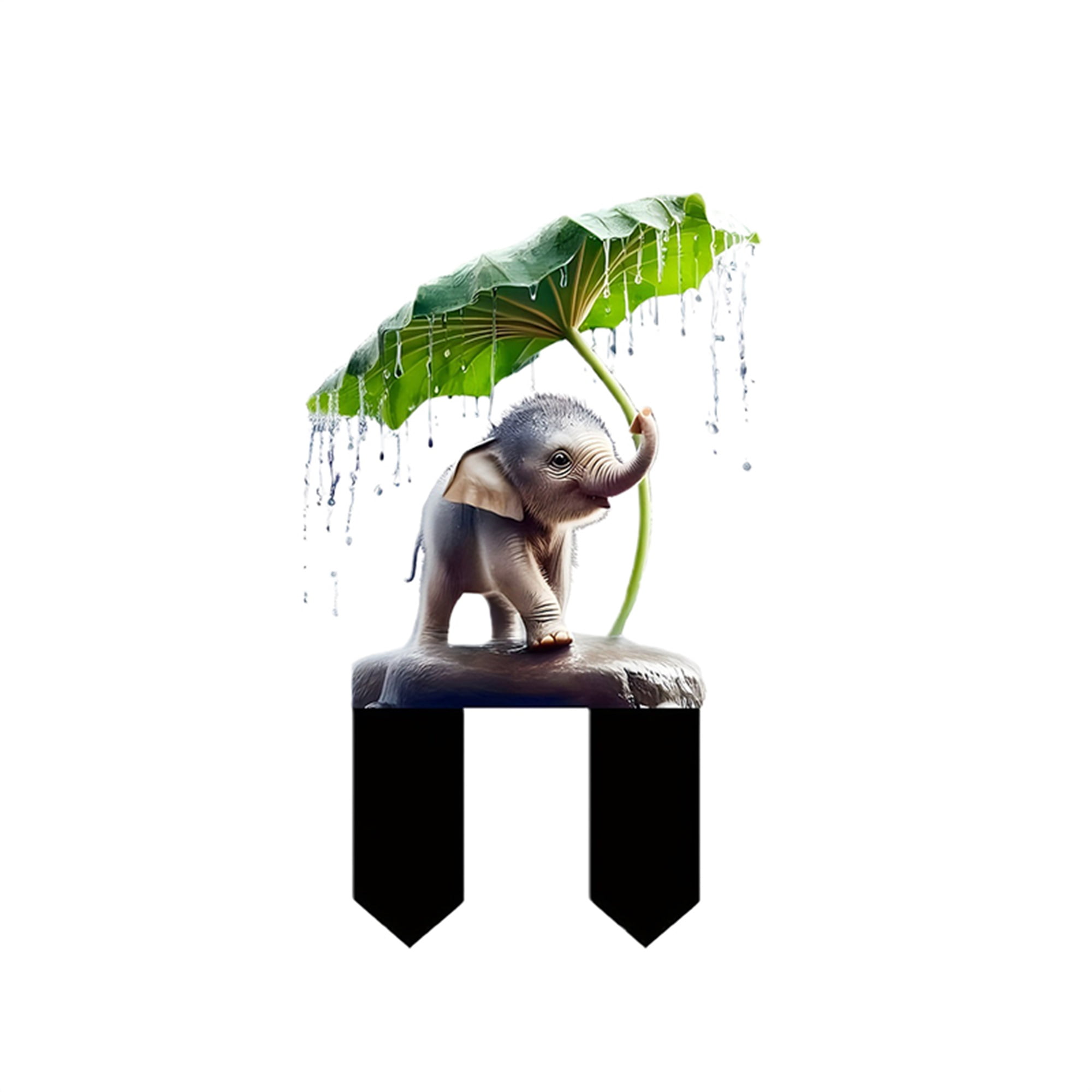 Awevudst Elephant Garden Stakes with Lotus Leaf Design Creative Garden ...