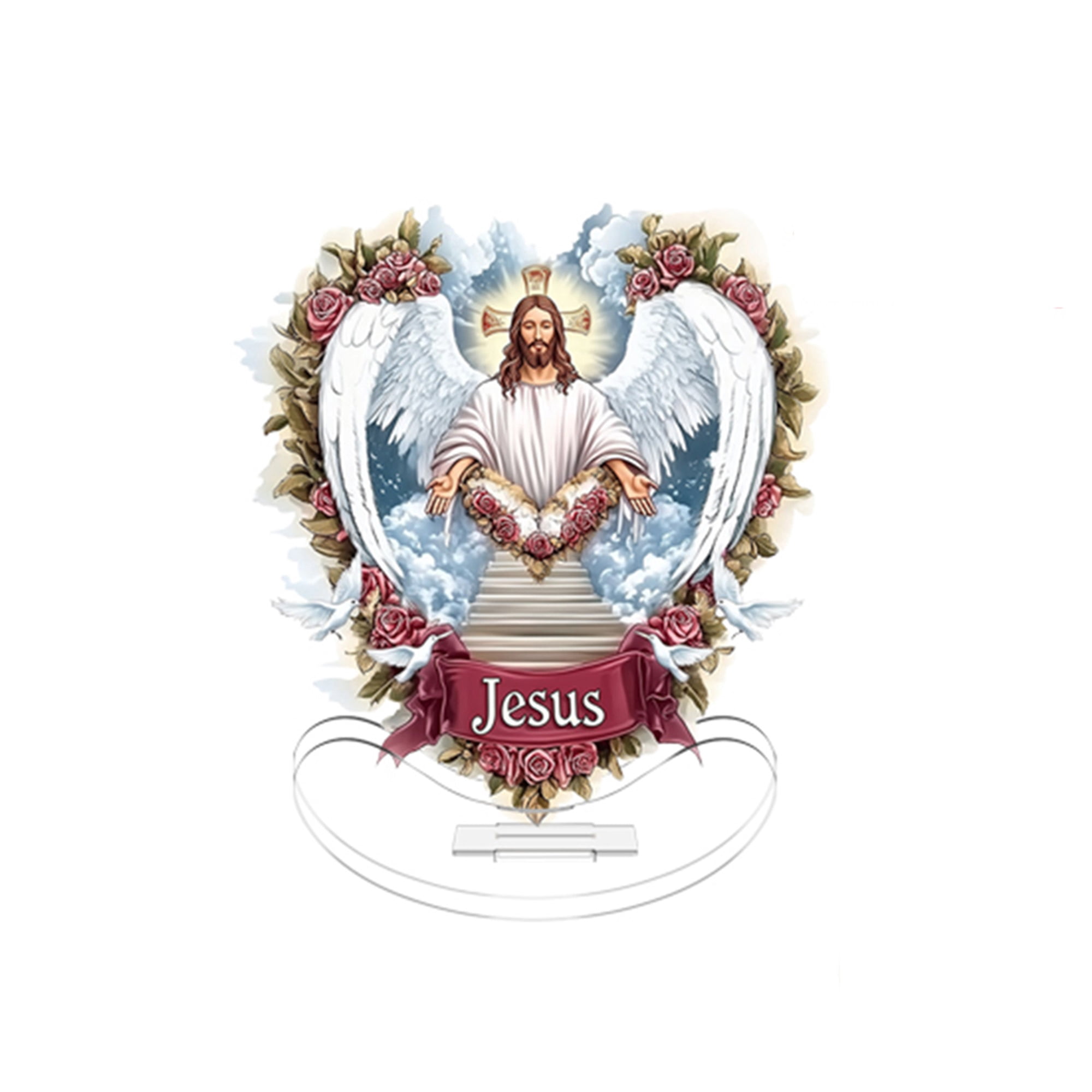 Awevudst Jesus Figurine Catholic Nativity Scene/God Jesus Table Sign ...