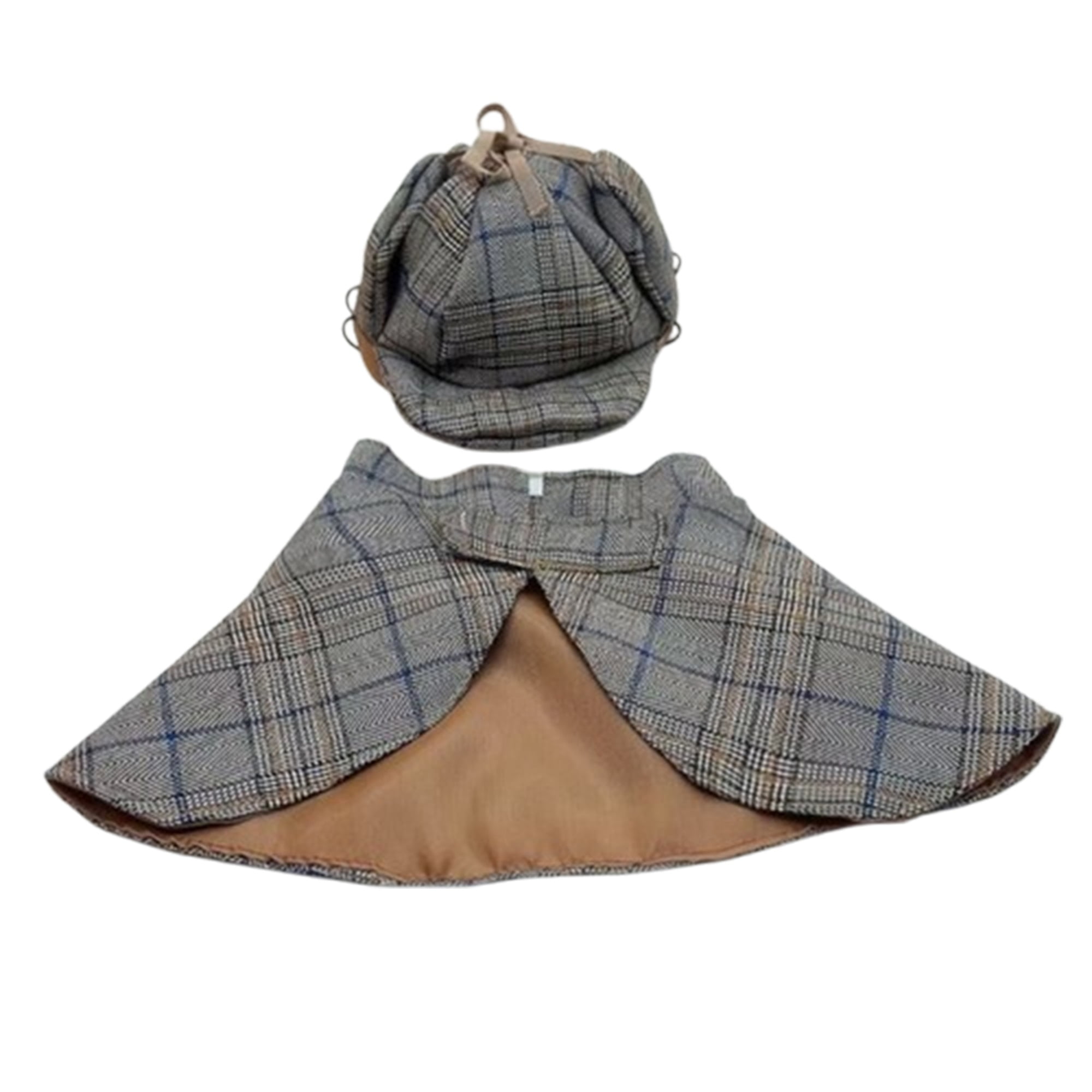 Awevudst Pet Detective Costume Plaid Hat and Cape Set Breathable ...