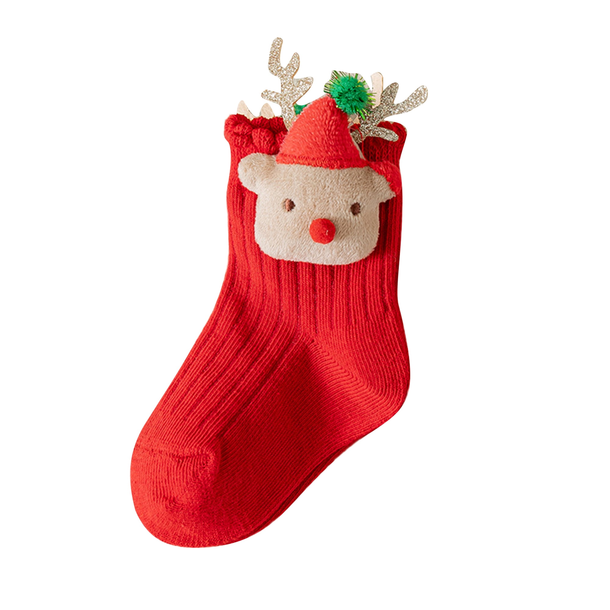 Awevudst Toddler Girls Christmas Socks Cute Antler Bow Tree Crew Socks ...