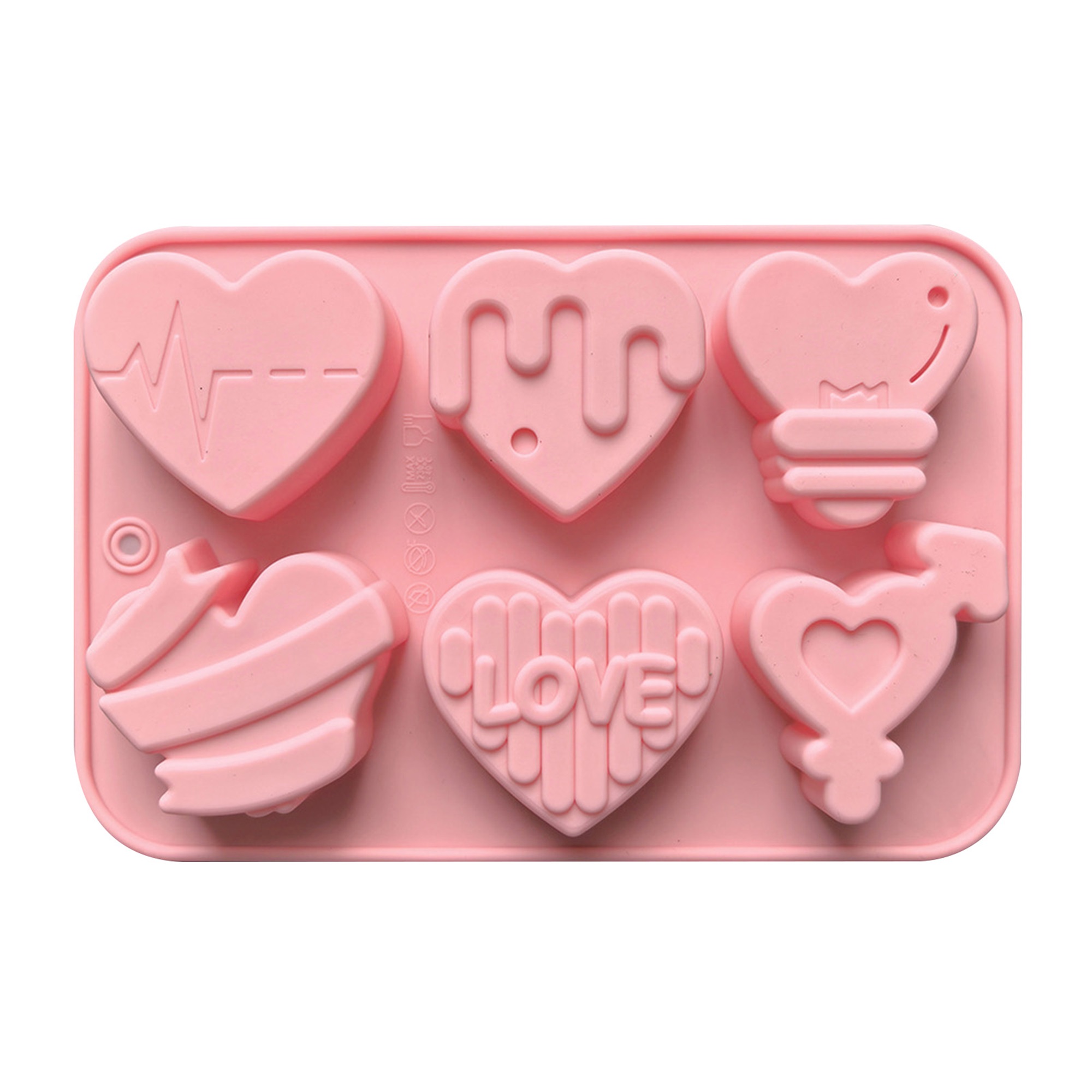Awevudst Valentine Silicone Molds with Six Positions Heart Non-Stick ...