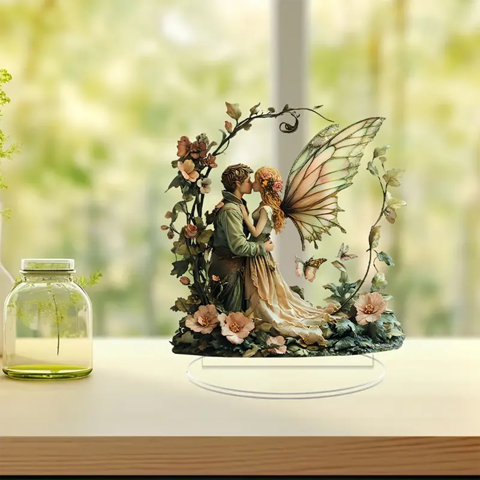 Awevudst Valentine's Day Blue Elf Heart Decorations Flat Acrylic Table ...