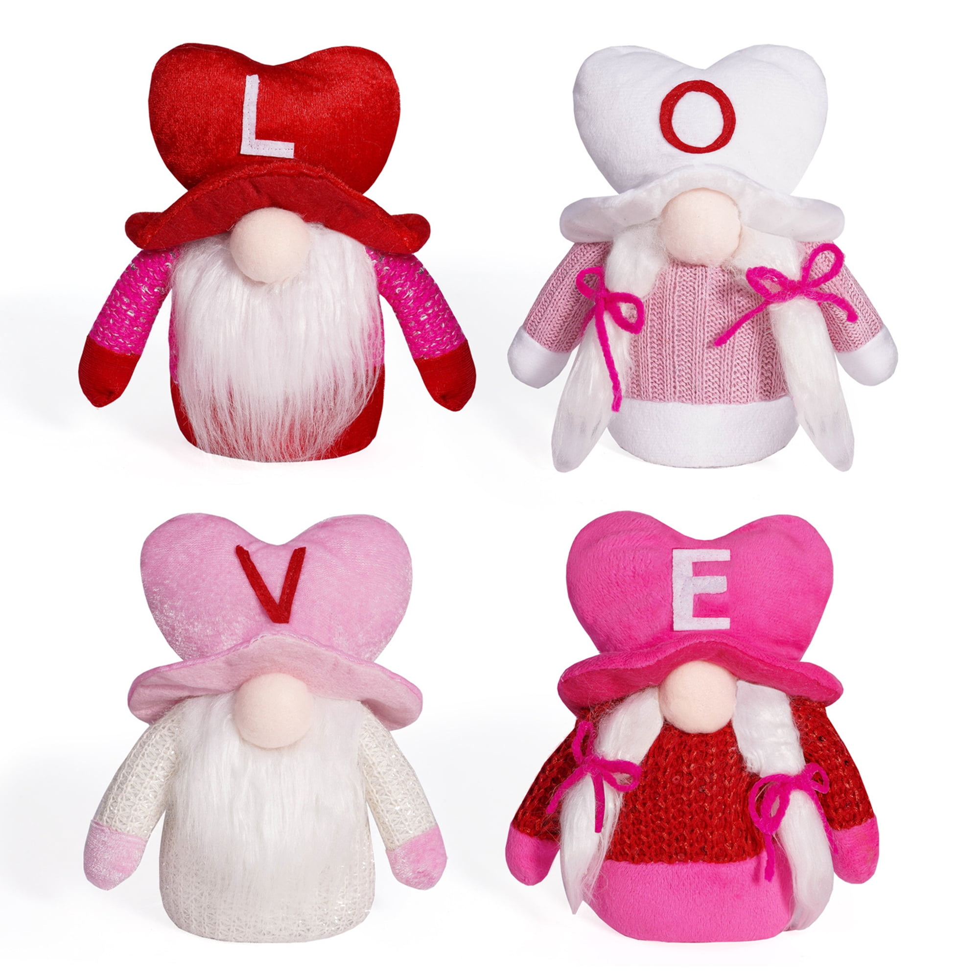 Awevudst Valentines Day Gnomes Set Cute Plush Handmade Letter Heart Hat ...