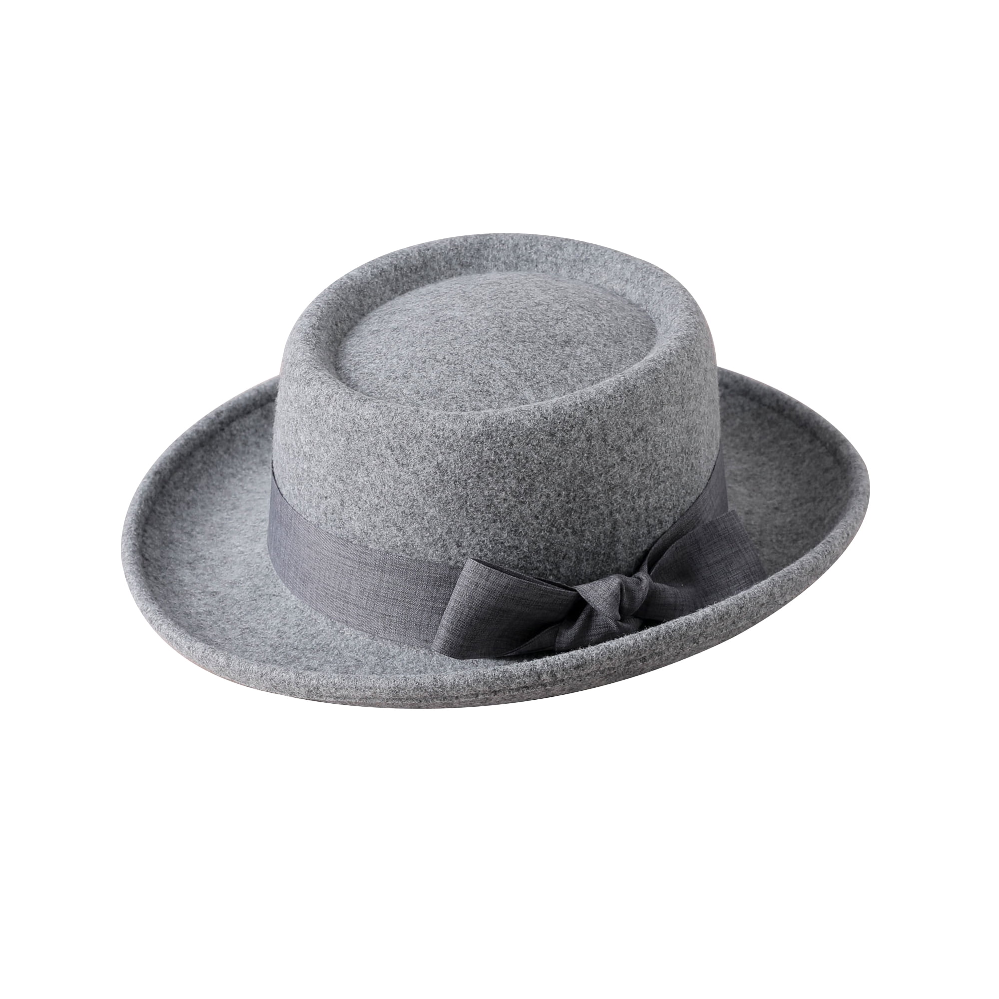 Awevudst Women Wool Boater Hat Bowknot Decor Classic Flat Top Fedora ...