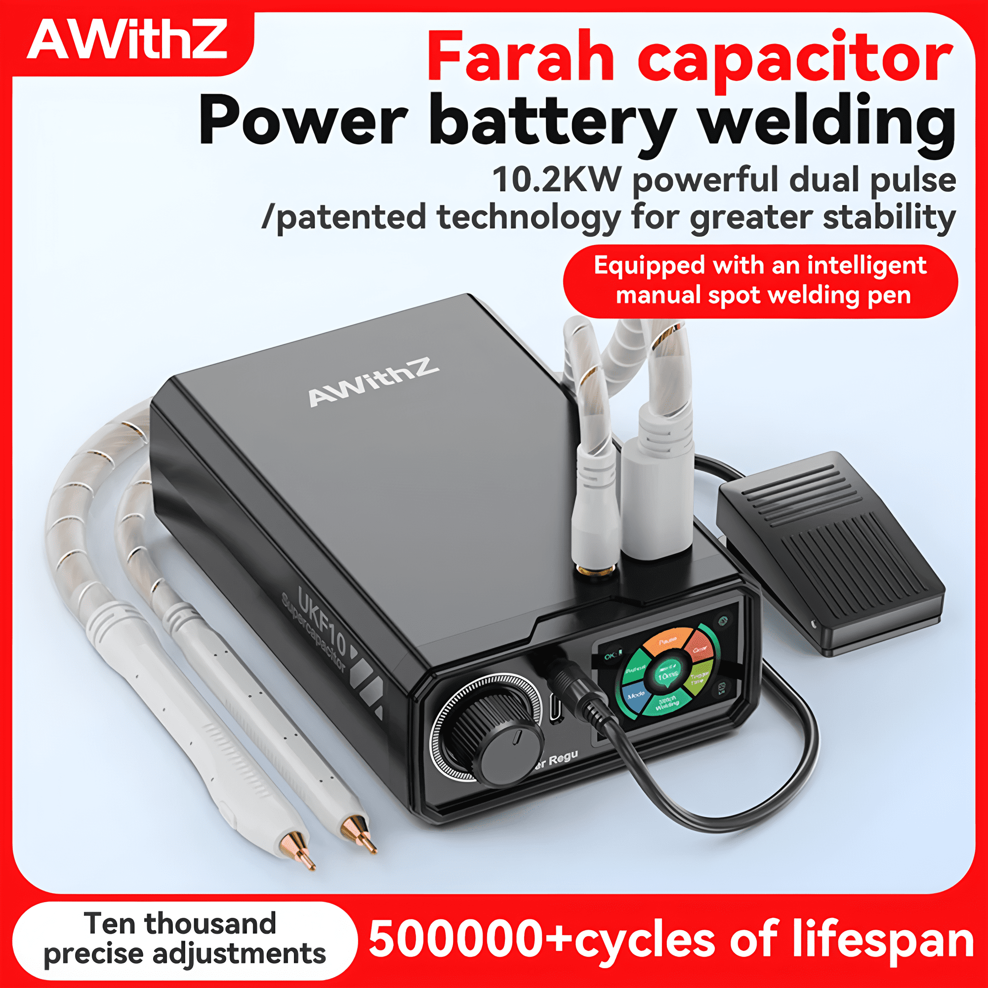 Awithz UKF10 Foot Pedal Capacitor Spot Welder Type-C Rechargeable For ...