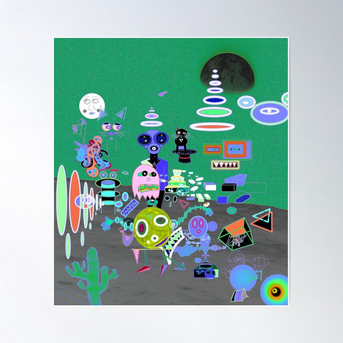 Awkward Alien Family Reunion (Green Version) Poster Wall Art, Modern ...
