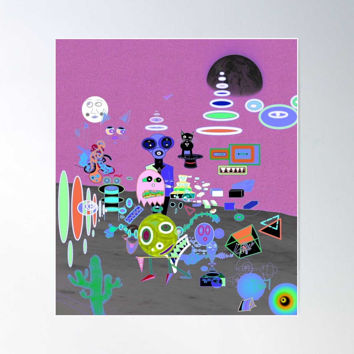 Awkward Alien Family Reunion (Pink Version) Poster Wall Art, Modern ...