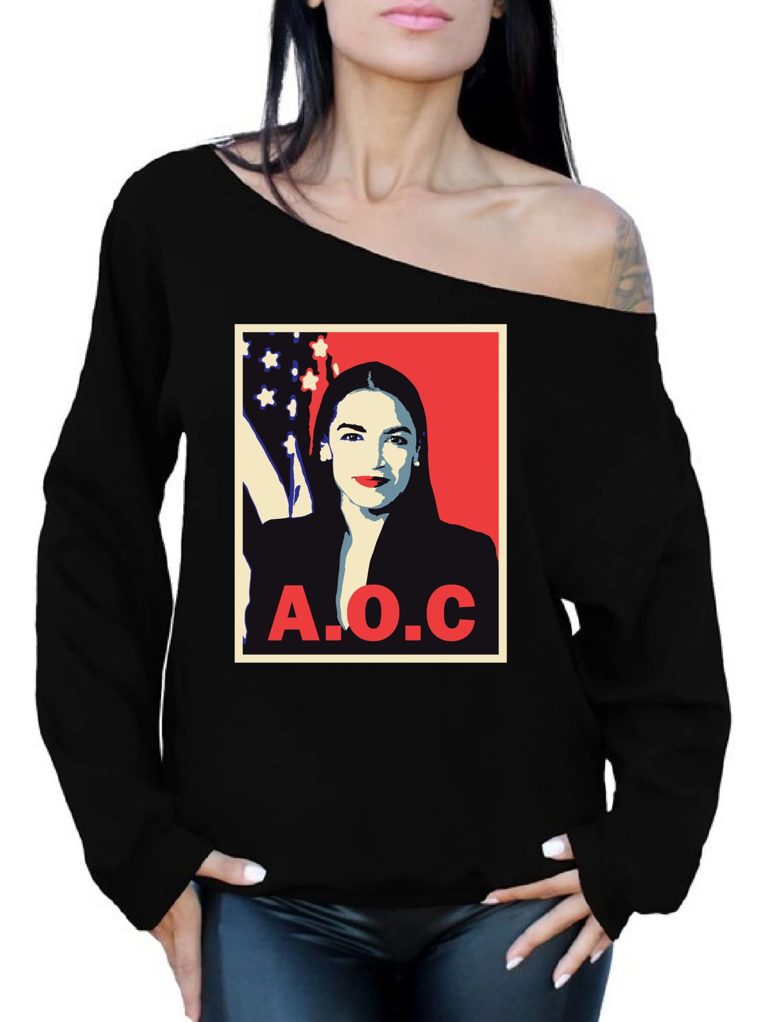 Awkward Styles AOC Off Shoulder Sweatshirt Ocasio Ladies Sweater Ocasio ...