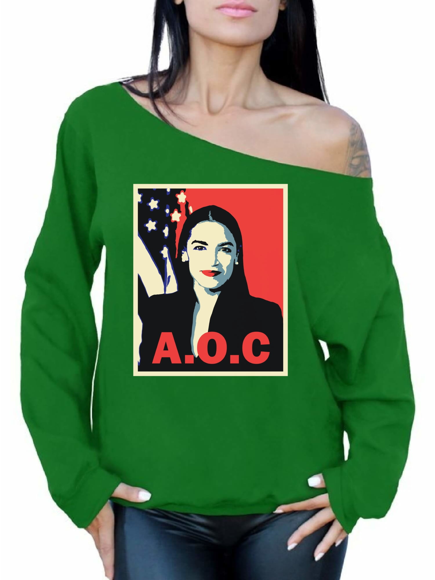Awkward Styles AOC Off Shoulder Sweatshirt Ocasio Ladies Sweater Ocasio ...