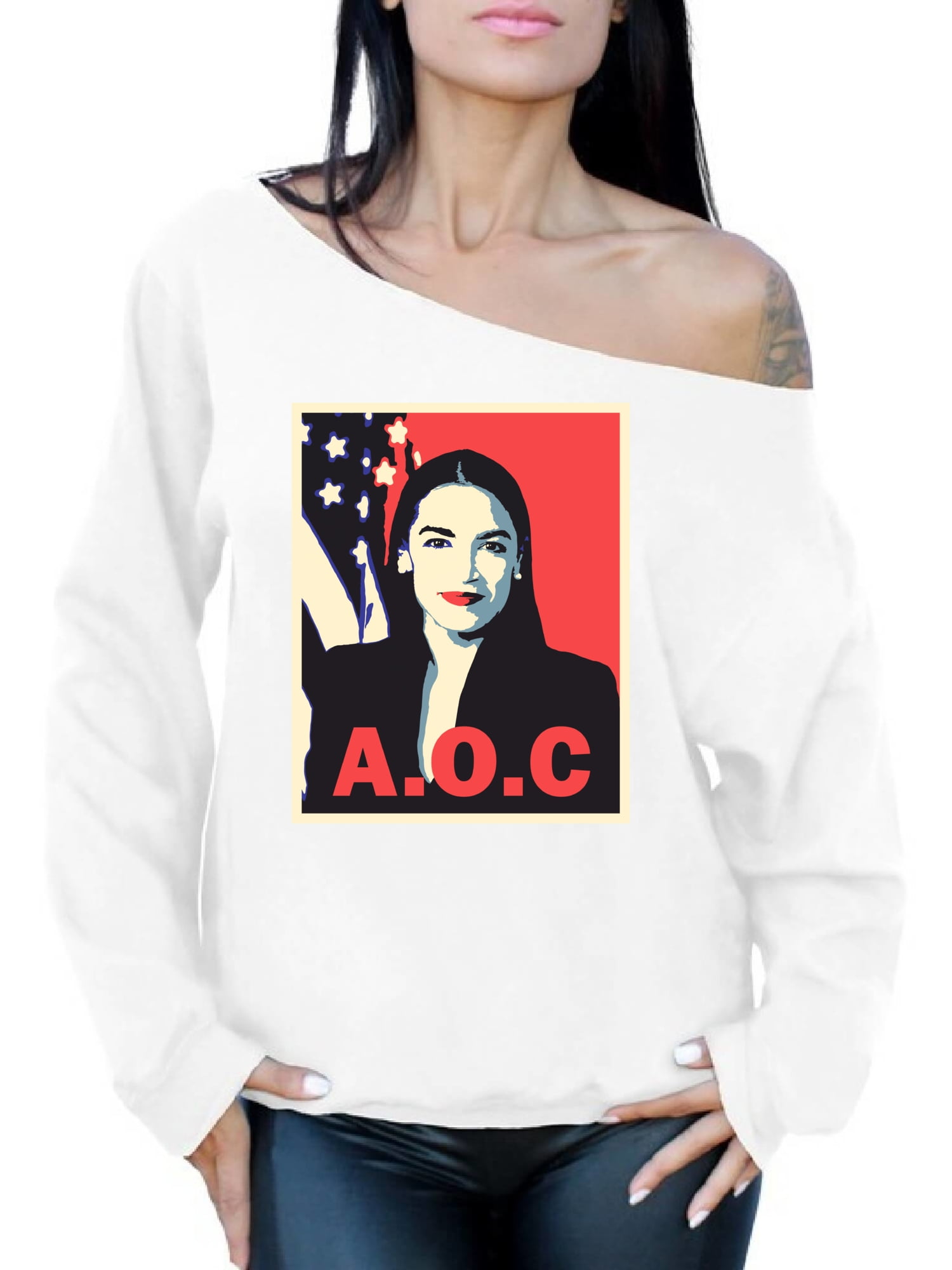 Awkward Styles AOC Off Shoulder Sweatshirt Ocasio Ladies Sweater Ocasio ...