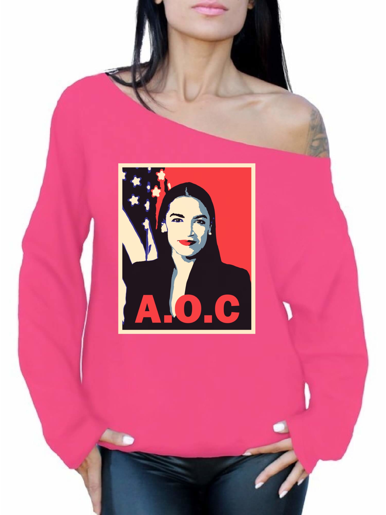 Awkward Styles AOC Off Shoulder Sweatshirt Ocasio Ladies Sweater Ocasio ...