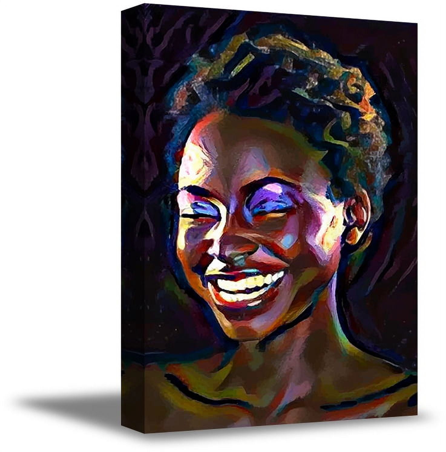 Awkward Styles African Woman Canvas Prints Portrait Happy Woman Artwork ...