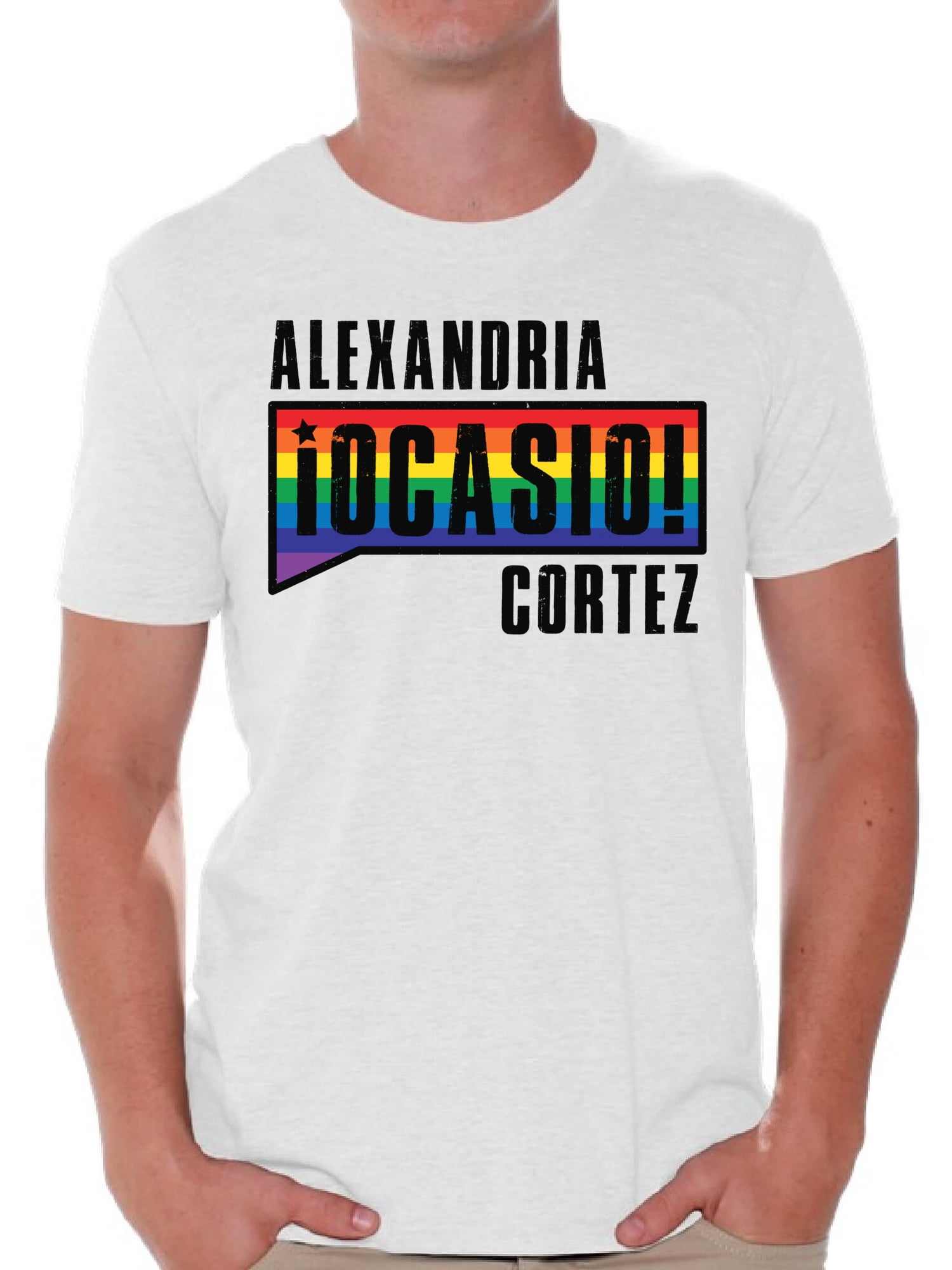 Awkward Styles Alexandria Ocasio-Cortez Men's Shirts AOC Rainbow T ...