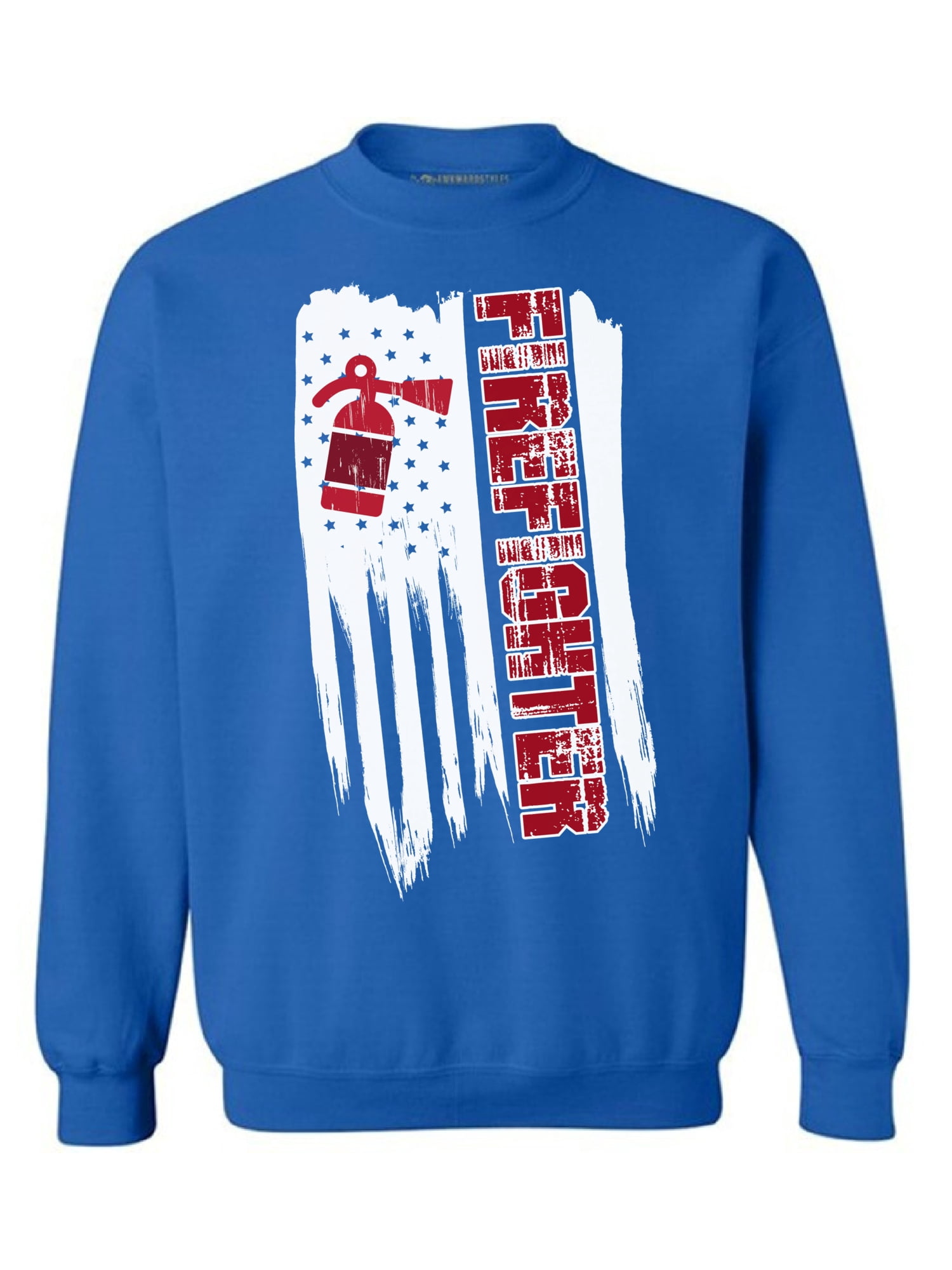 Awkward Styles American Flag Firefighter Crewneck Independence Day Pro ...