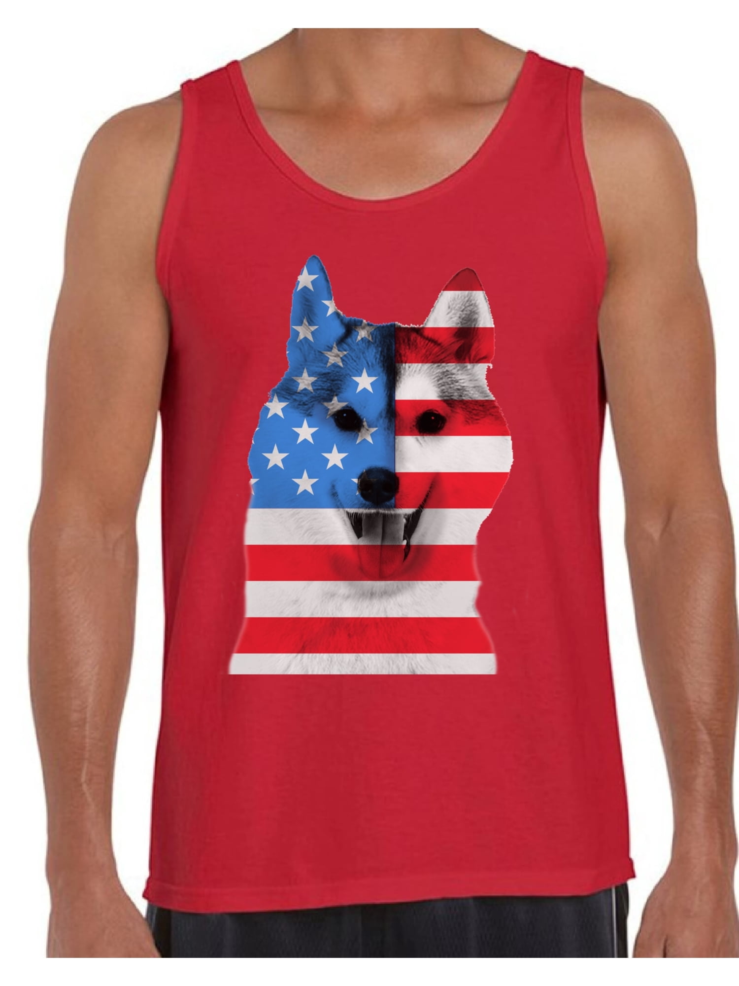 Awkward Styles American Flag Husky Dog Tank Tops for Men American ...