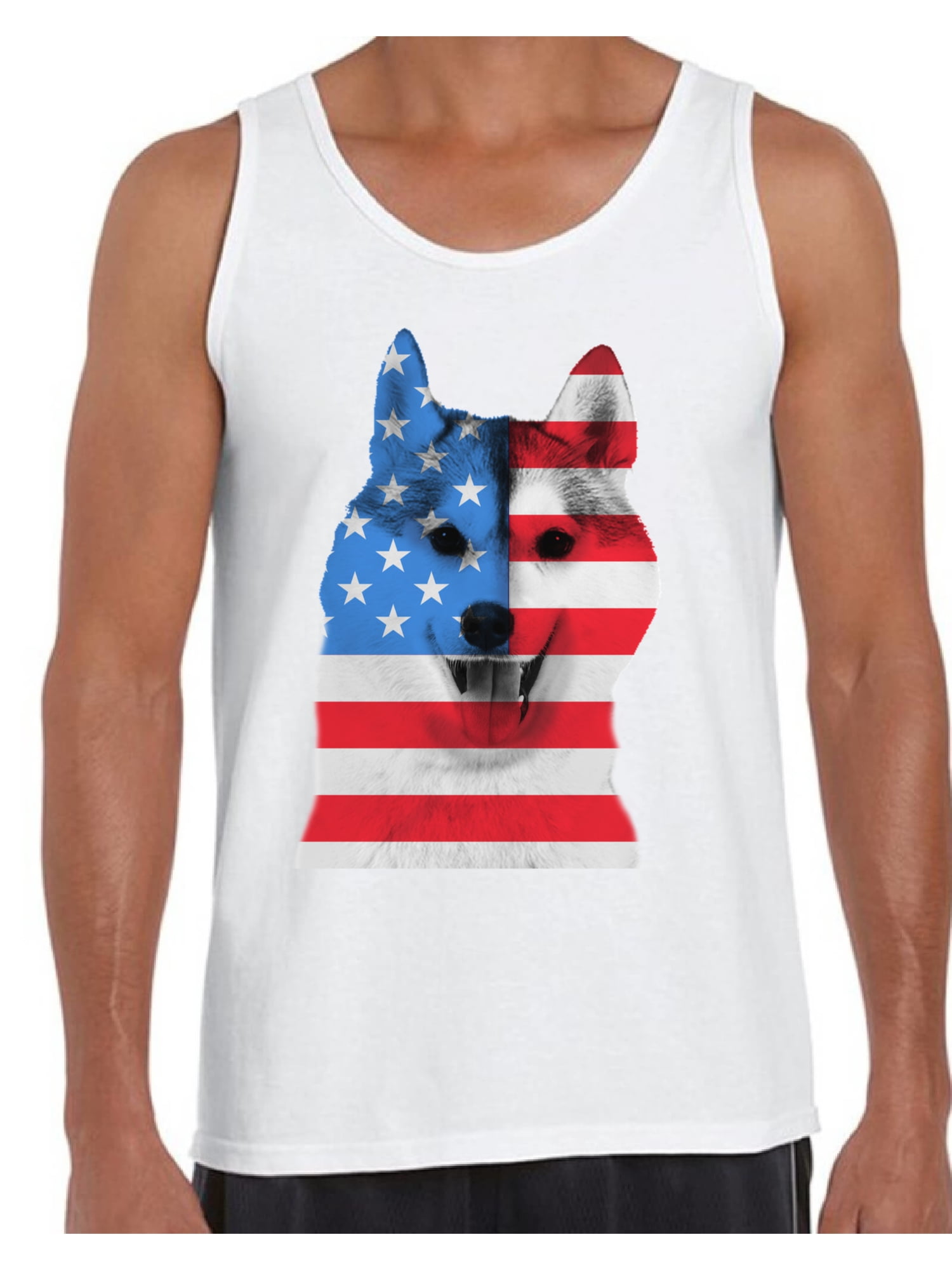 Awkward Styles American Flag Husky Dog Tank Tops for Men American ...