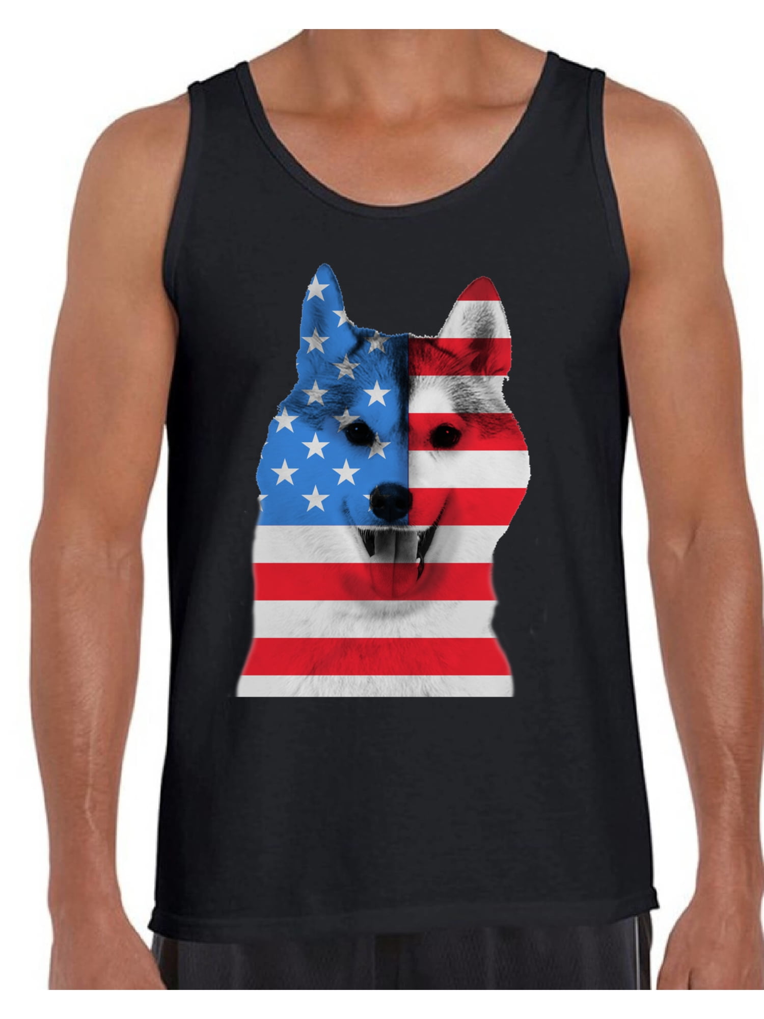 Awkward Styles American Flag Husky Dog Tank Tops for Men American ...