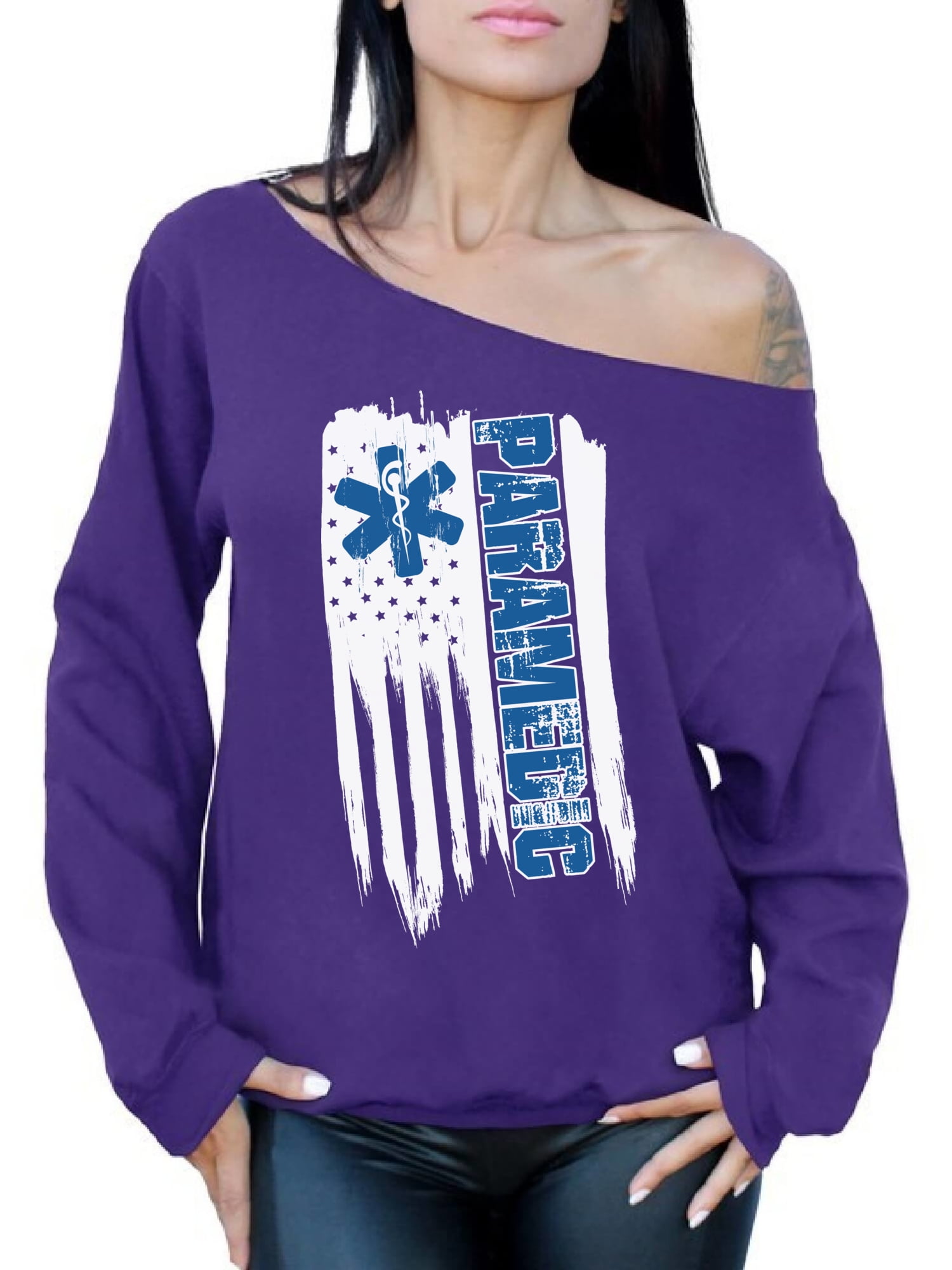Awkward Styles American Flag Paramedic Off Shoulder Sweatshirt ...